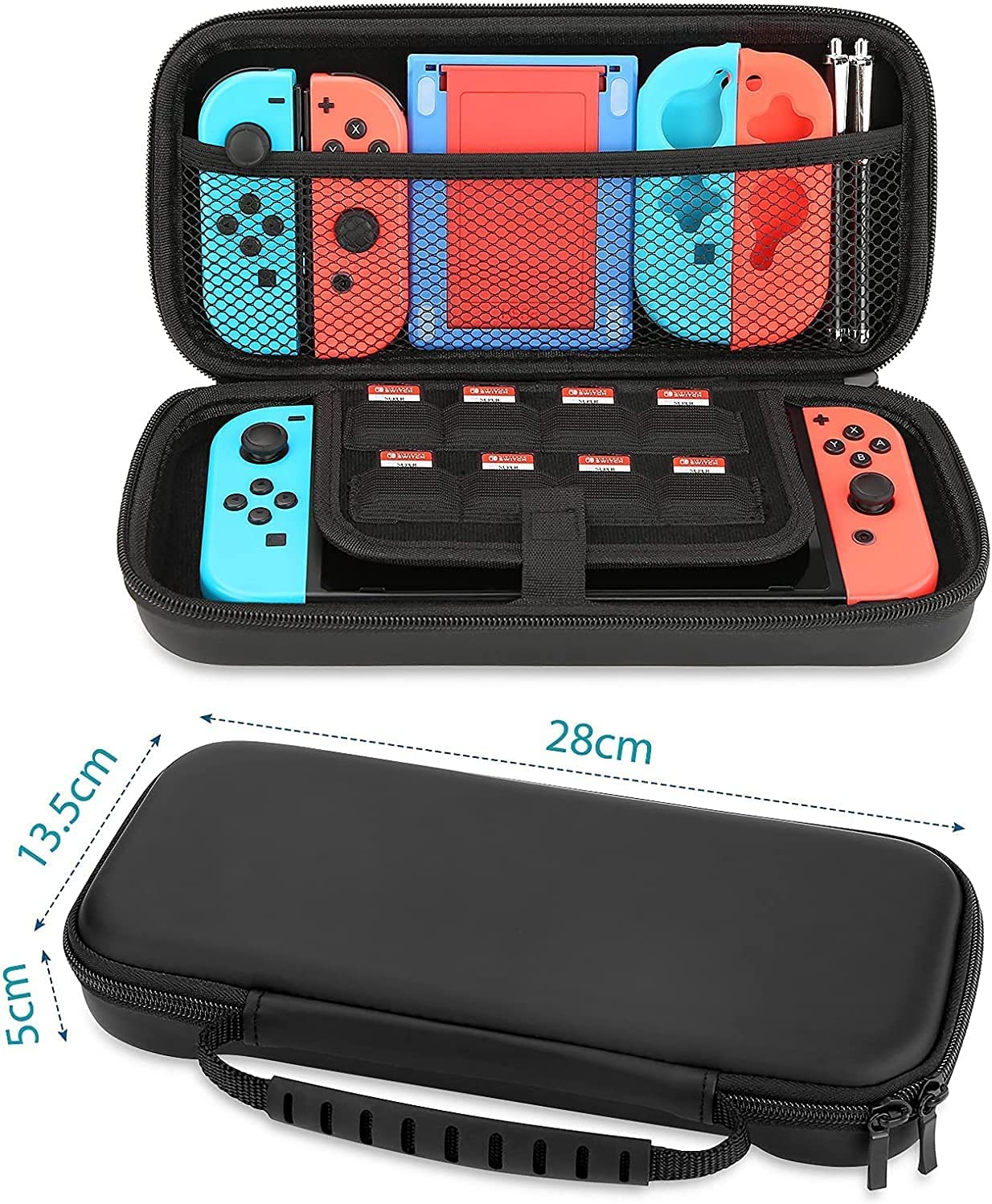 HEYSTOP Carry Case Compatible with Nintendo Switch, Upgraded 14 in 1 Switch Accessories Include Travel Case, TPU Protective Case, Screen Protector, Grip Case, Playstand, Touchscreen Pen and Thumb Cap