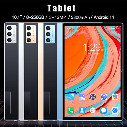 HEEPDD 10.1 Inch Tablet, Portable Tablet 8GB RAM 256GB ROM 1920x1200 Golden 5MP 13MP (US Plug)