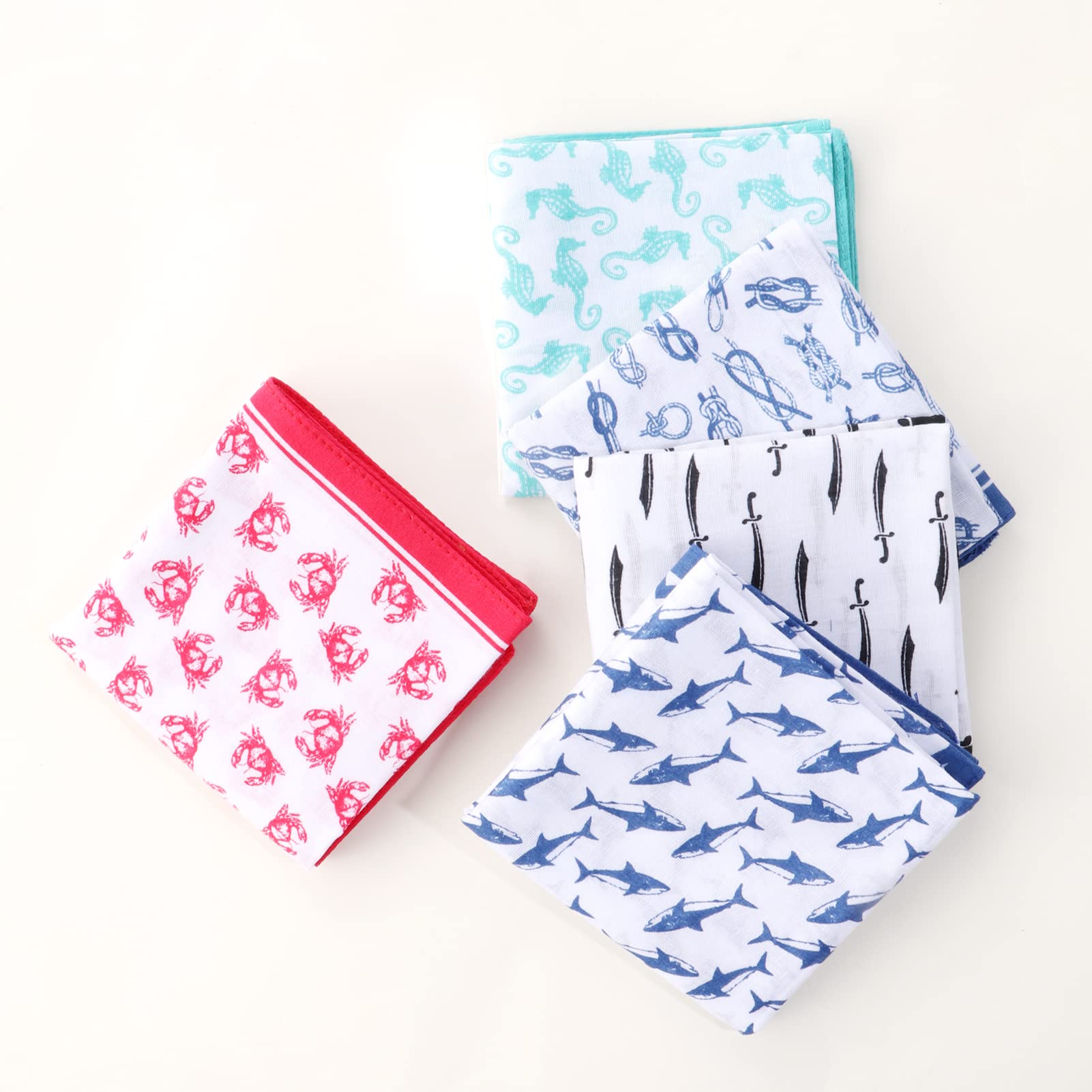 HOULIFE Women Cotton Handkerchiefs, 5/10 Pieces Soft Ladies Handkerchieves Assorted with Cartoon Pattern 15.7 x 15.7β (Mixed-5pcs)