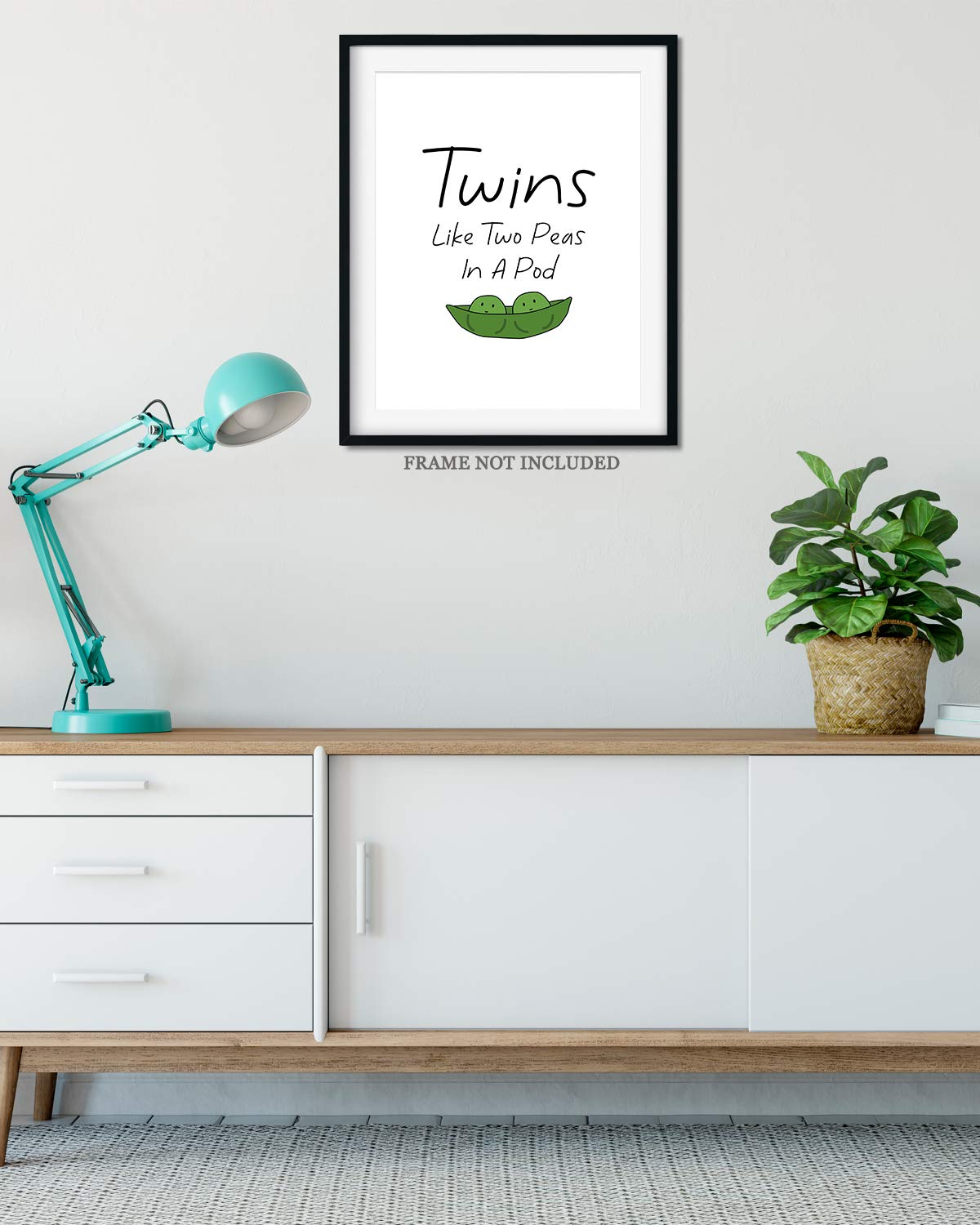 Govivo Twins | Like Two Peas In A Pod - Wall Decor Art Print with a black background - 8x10 unframed typography artwork printed on photograph paper