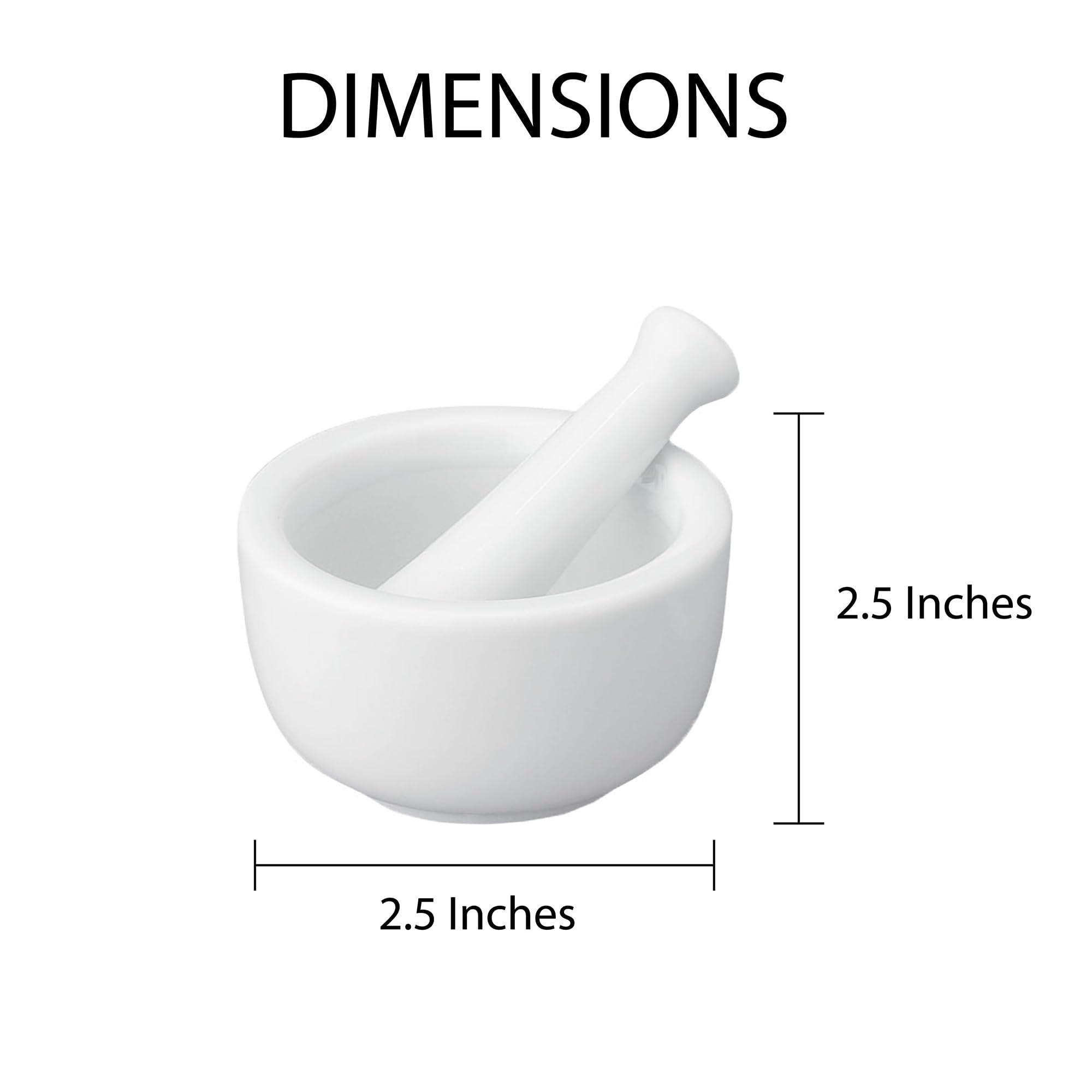 HIC Kitchen Mortar and Pestle for Grinding Spices and Herbs and Crushing Pills, Fine-White Porcelain