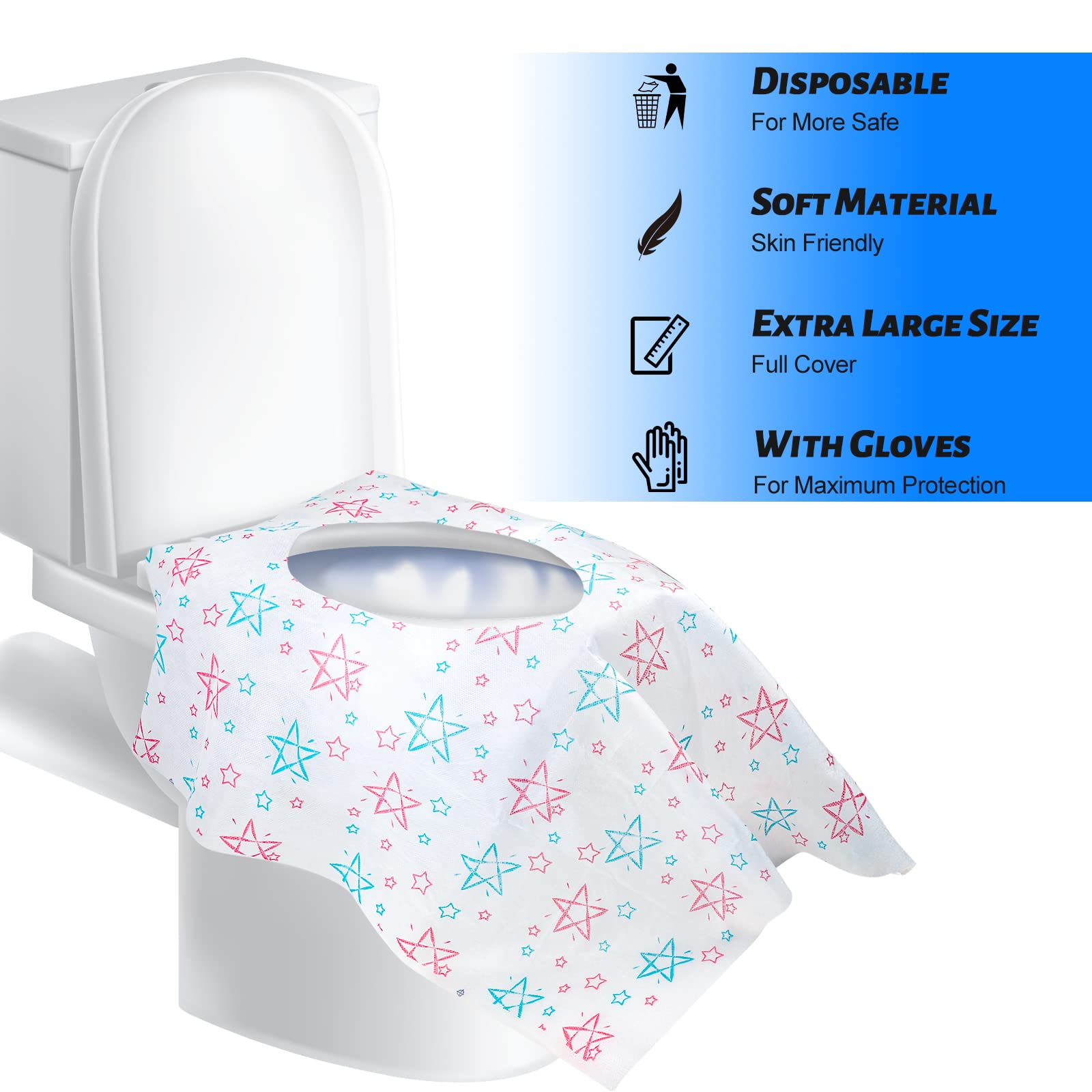 MooMoo Baby Disposable Toilet Seat Covers 24 Extra Large Potty Seat Covers for Kids and Adults Waterproof Individually Wrap Potty Shields