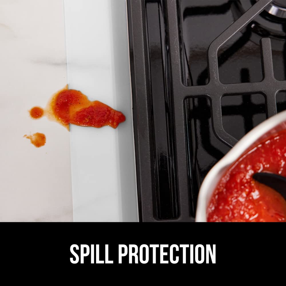 Gorilla Grip Drawer Liner and 2 Pack Silicone Stove Gap Covers, Cabinet Liner Size 12x20, Non-Adhesive, Counter Gap Cover Size 21In, Flexible Heat Resistant, Both in White, 2 Item Bundle