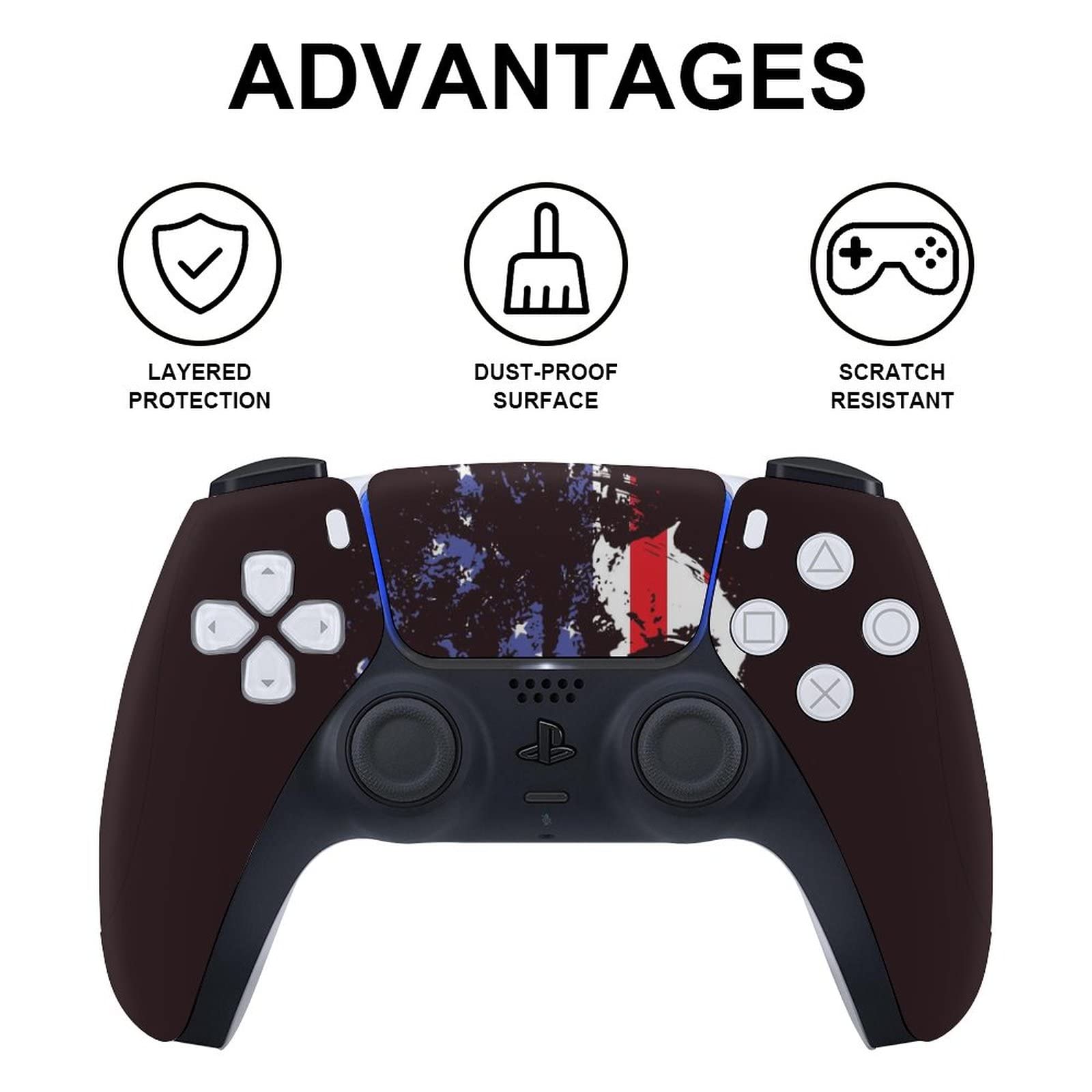 Lion Head with USA Flag Full Protective Skin Cover Design Wrap Decal Sticker Compatible with PS5 Digital Edition Console and Controller