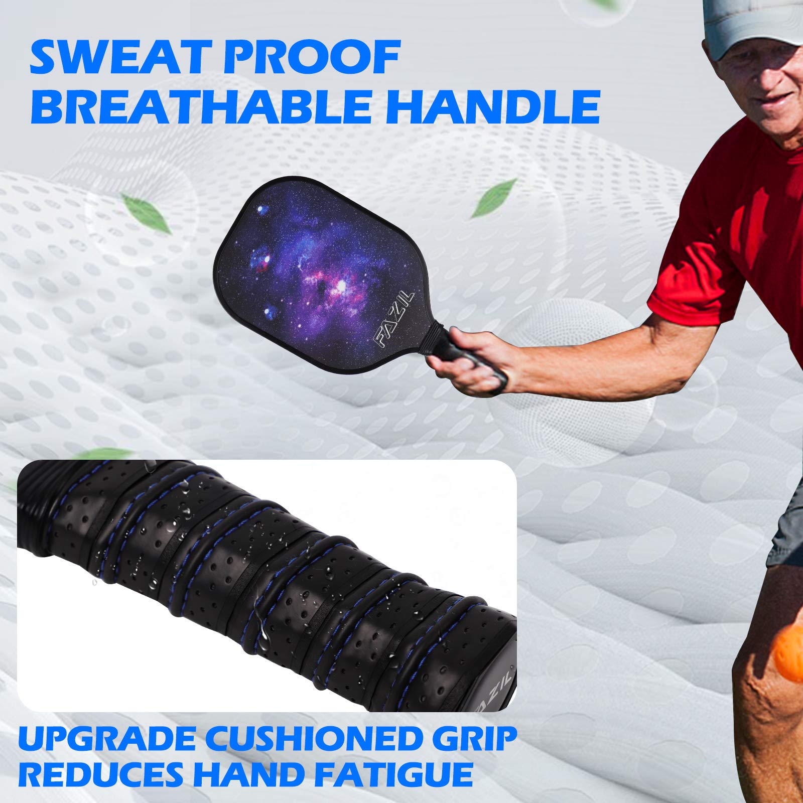 H.yeed Pickleball Paddles Set, Lightweight Graphite Surface & Polypropylene Honeycomb Core Pickleball Racket with Cushion Grip, 4 Pickleball Balls & Portable Racquet Cover Case Bag Indoor Outdoor Play