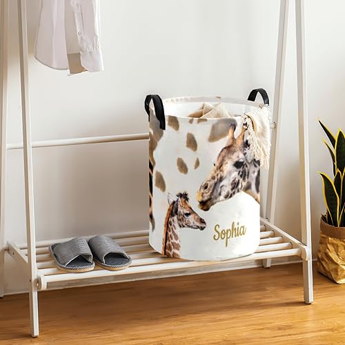 Large Storage Love Giraffe Tall Collapsible Laundry Basket Hamper for Dirty Cloth Toys Foldable for Bedroom Bathroom