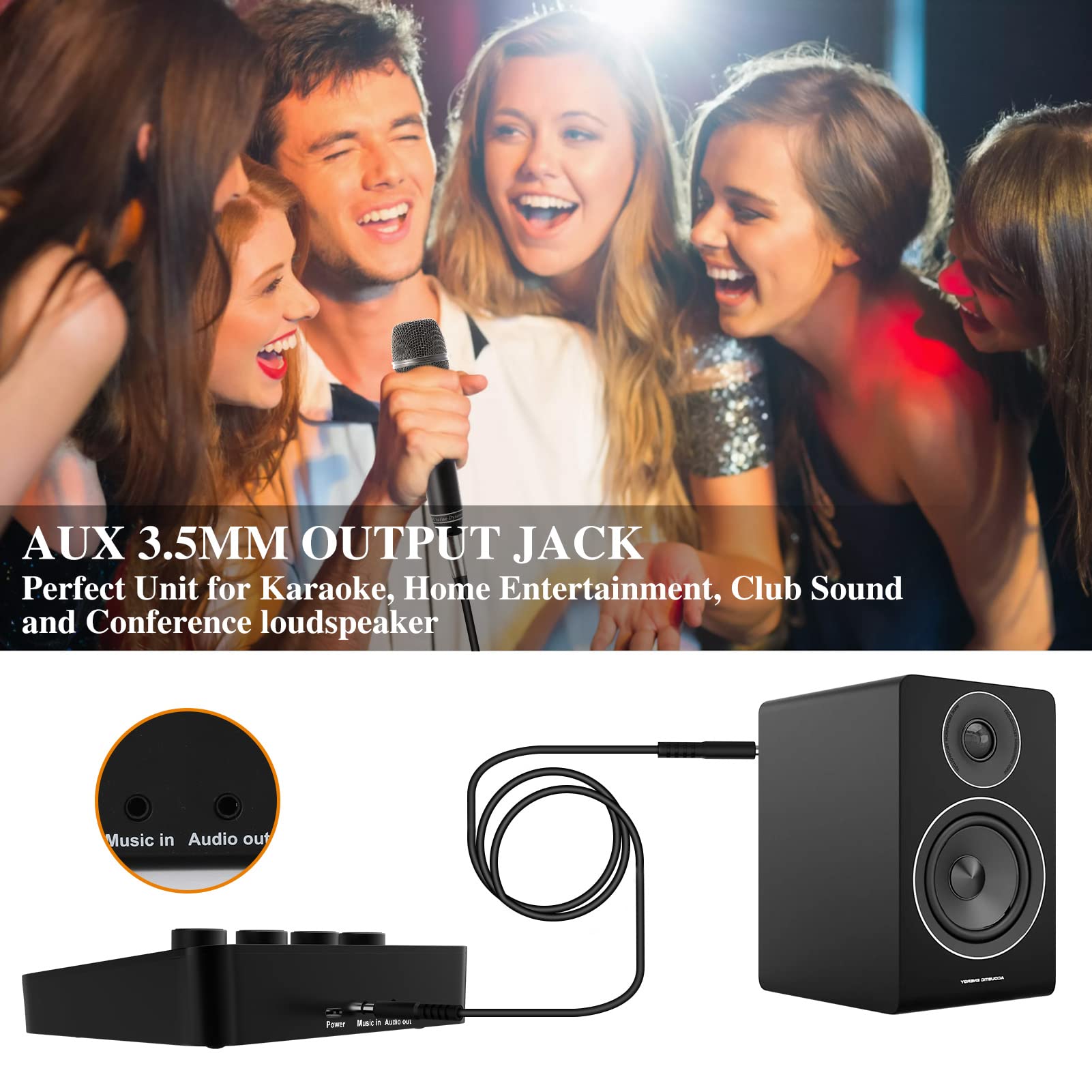 Inncen Microphone Karaoke Mixer System, Bluetooth Wired Microphone, Supports 3.5mm AUX, Smart TV, Speaker, PC, Soundbar,