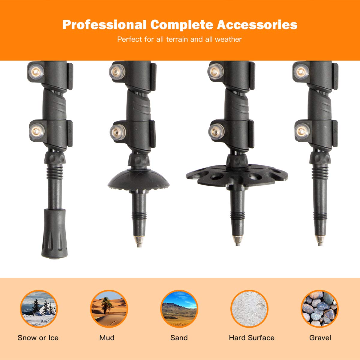 GOFLAME Trekking Poles 2 Pack Walking Hiking Anti-Shock Climbing Sticks Adjustable Lightweight Alpenstock Hiking Stick with Carrying Bag (Orange)