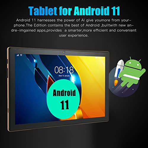 HEEPDD 10 Inch Tablet, Gold 2.4G 5G Dual Band WiFi Kids Tablet 1920x1200 IPS 4G Calling for Learning (US Plug)