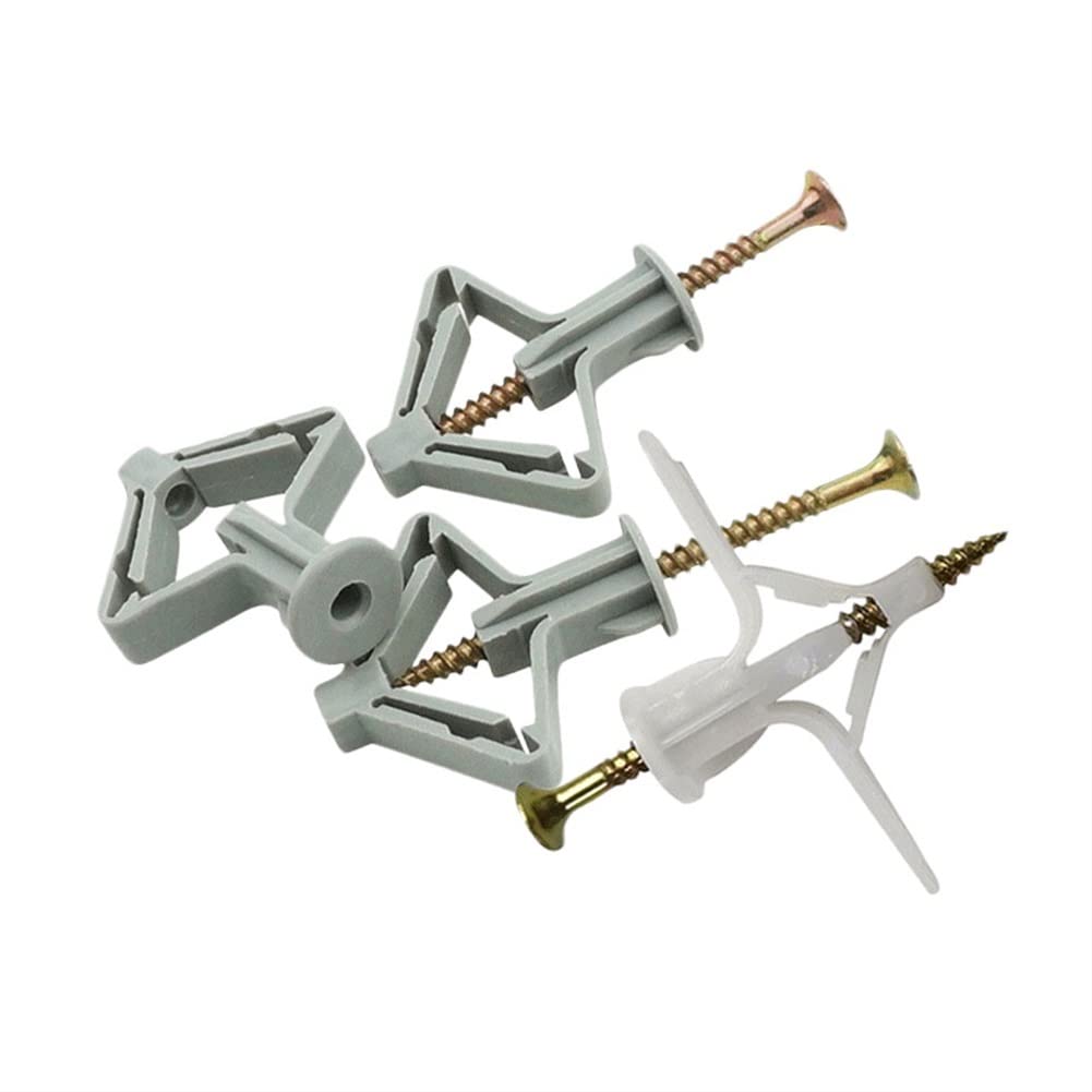 MOBEBI Expansion Bolts,60set Plasterboard Anchor Plastic Expansion Tube Pipe Wall Anchors Plugs Expansion with Head Screw Kit Anchor Bolts (Specification : A) (Size : B)