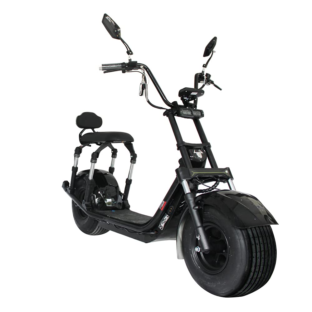 H4-Pro 2000W Electric Scooter Adult Citycoco 37.5mph One-Button Start Front and Rear Disc Brakes 60V 21.8Ah Removable Lithium Battery with Large Display