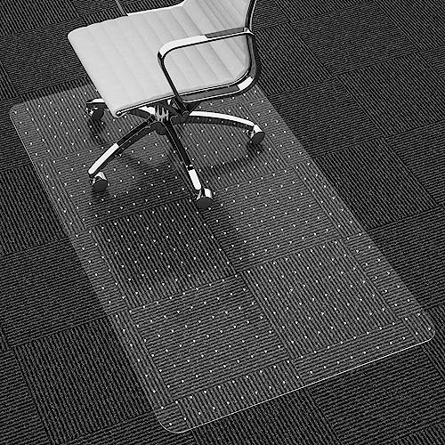 Futurwit Low Pile Carpet Office Mat, 47'' x 29'' Rectangle, Clear Chair Mats Protector Carpeted Floors, Crack-Resistant Design, Glide with Ease, Shipped Flat - Transparent