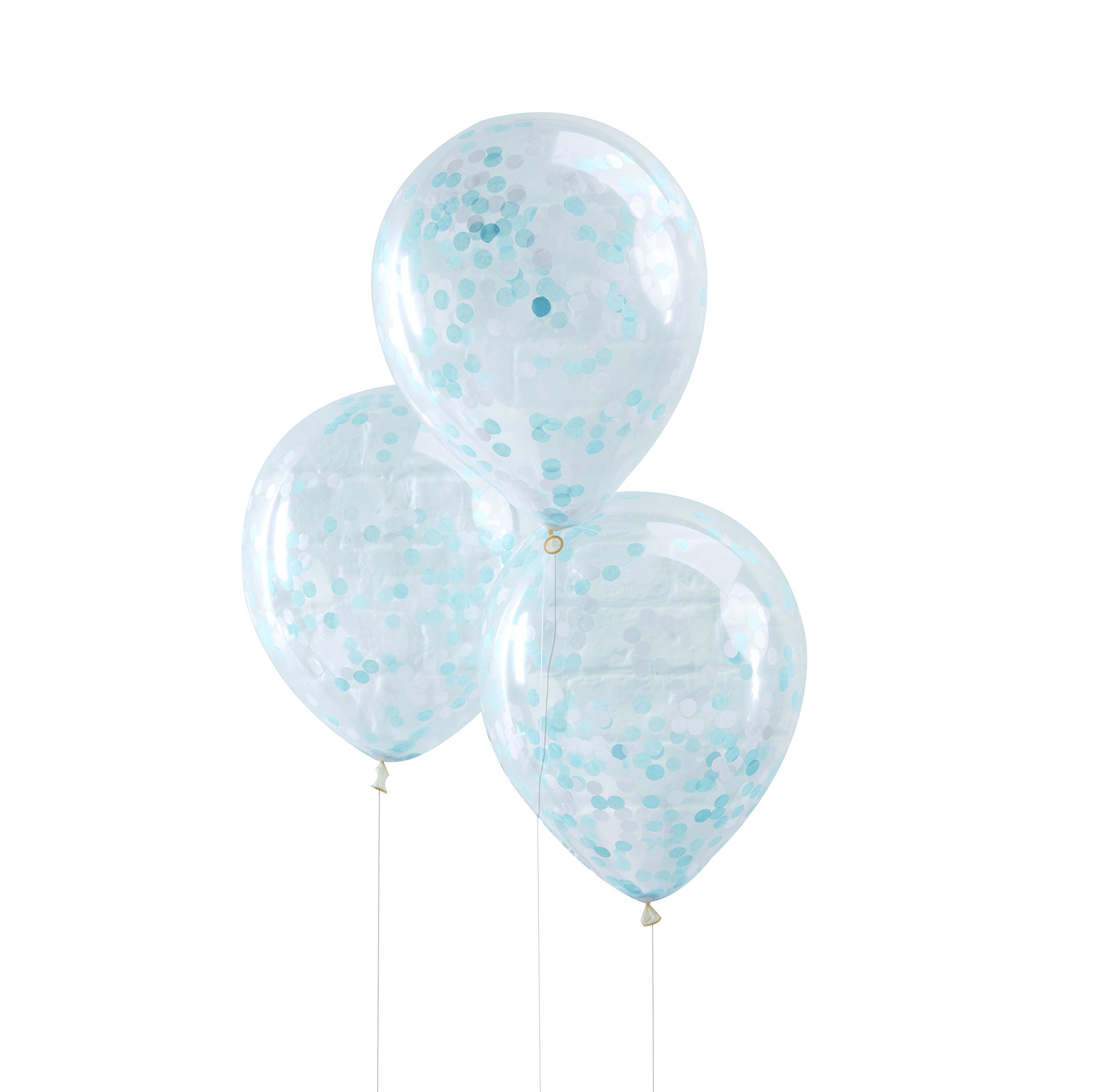 Ginger Ray Blue Confetti Filled Clear Party Balloons X 5 Party Decorations- Pick And Mix