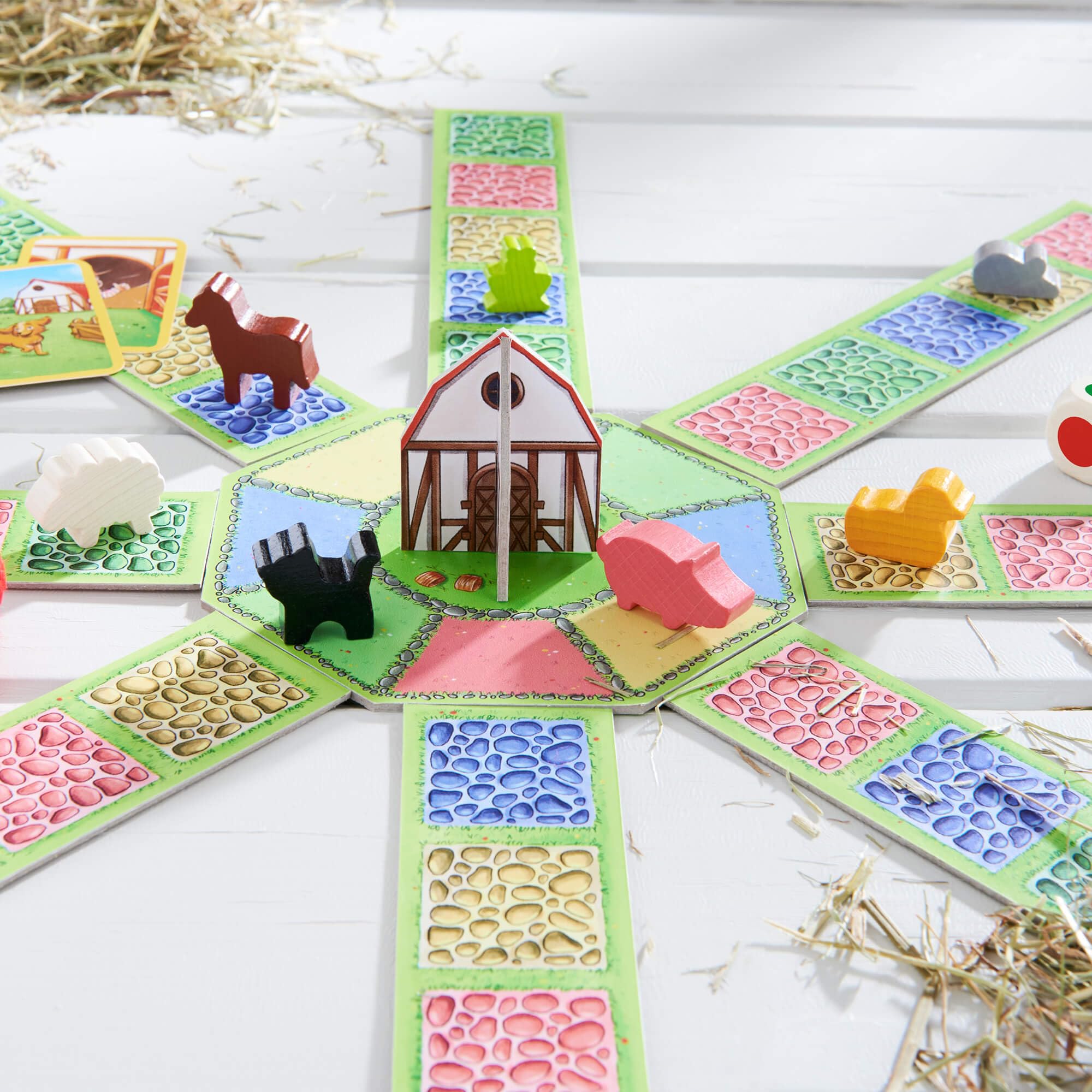 HABA Barnyard Bunch - A Cooperative Dice Rolling Racing Game for Ages 4 and Up (Made in Germany)