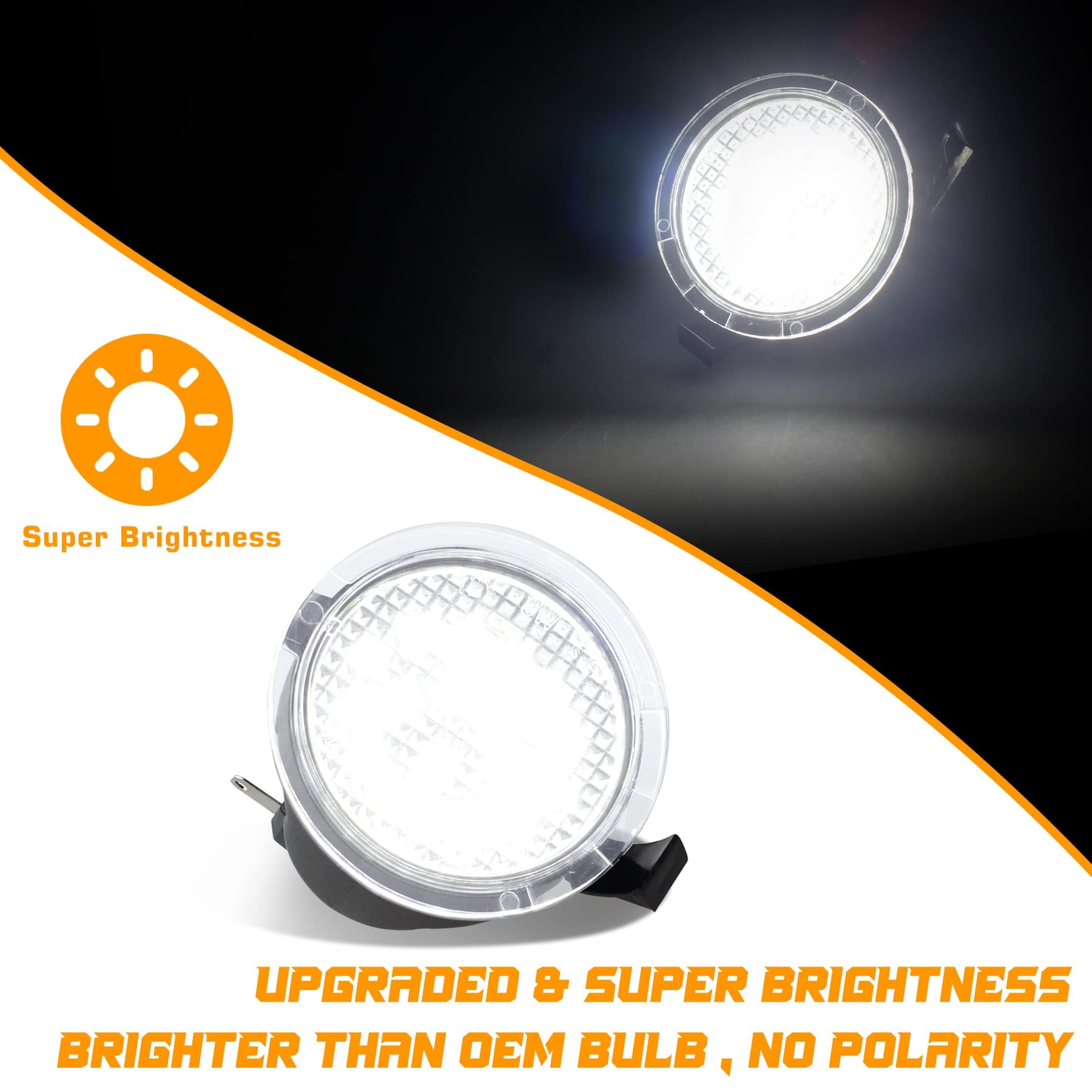 HERCOO LED Side Under Mirror Puddle Light Lamp Assambly Compatible with Ford Edge 2007-2018, F150 Expedition Explorer Flex Fusion Ranger Taurus X, 6000K White