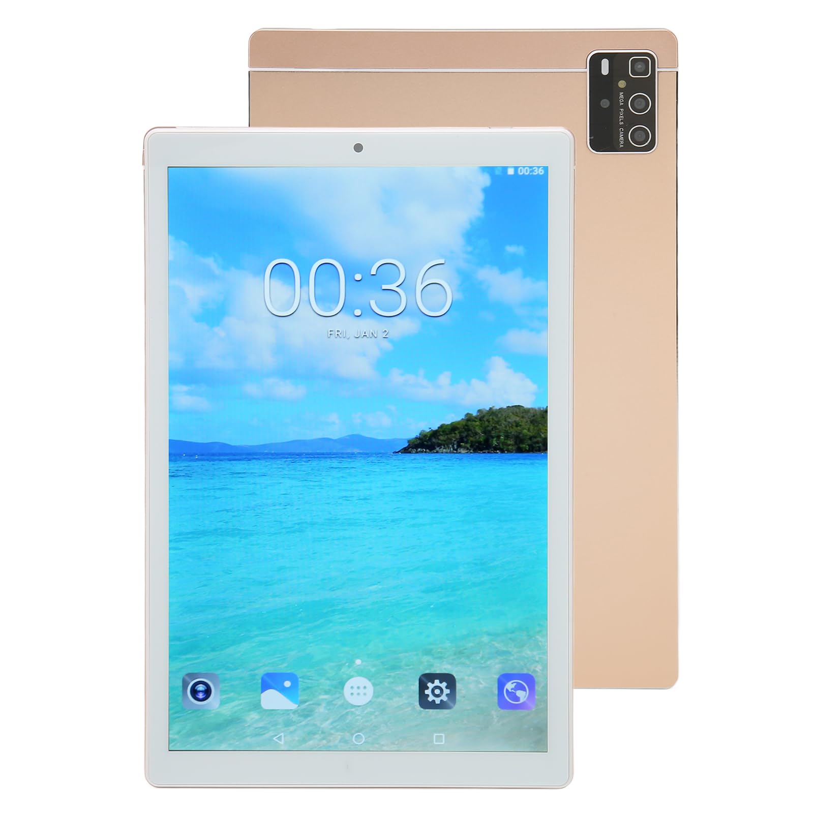 Gugxiom Android Tablet, 10.1 Inch FHD Screen, Octa Core Processor, 6GB RAM, 128GB ROM, 5MP+8MP Camera, 6000mAh, Support 4G Call (Gold)