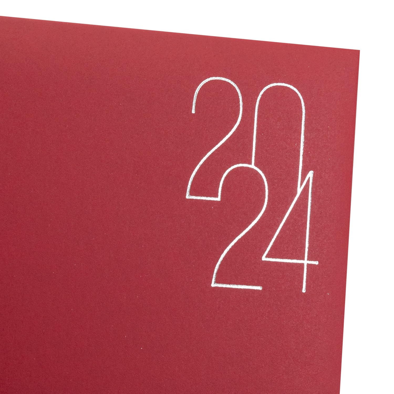 Idena 11019 - Book Calendar 2024, DIN A5, Red, 400 Pages, Hardcover Daily Planner with Ribbon