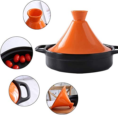 JINXIU Casserole Ceramic Tagine Pot, Tajine Cooking Pot Ceramic Pots for Cooking and Stew Casserole Slow Cooker with 2 Handle and Lid for Home Kitchen,Pink