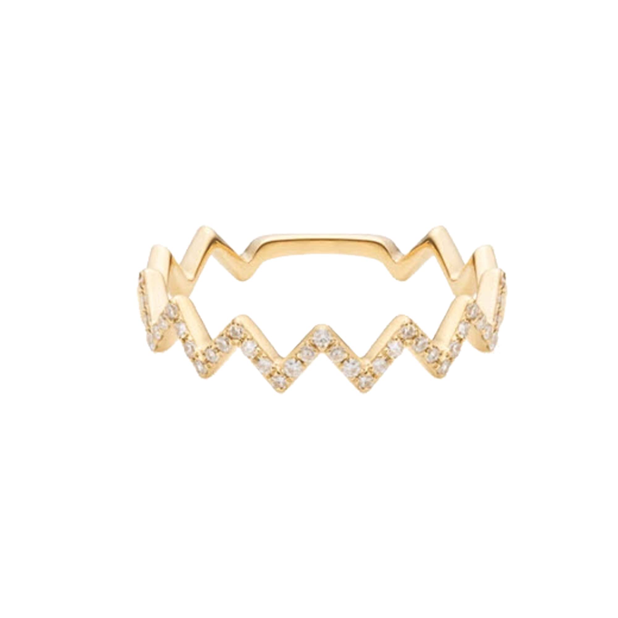 Highs and Lows Inspirational Ring, Mother's Day Gift, Beautiful Women's Ring Real Natural CZ Ring Sterling Silver Zig Zag Yellow,White 10 US