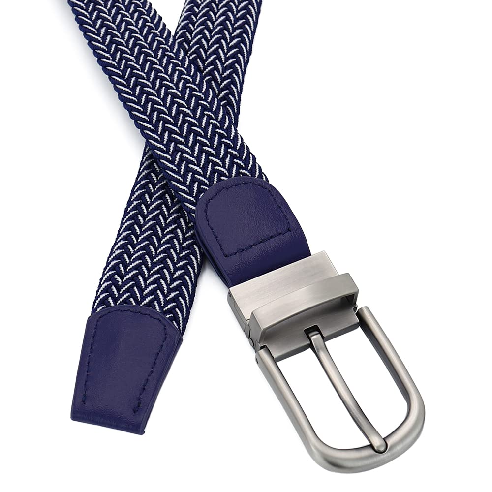 Huyfhksd Multicolored Braided Stretch Belt Reversible Elastic Woven Belts for Men and Women, Both Sides Available
