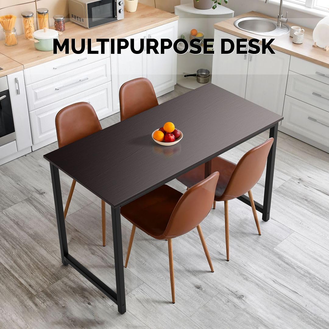 Halter Computer Desk for Home Office 47β Work Table Easy Assembly Cherry Desk Black Frame