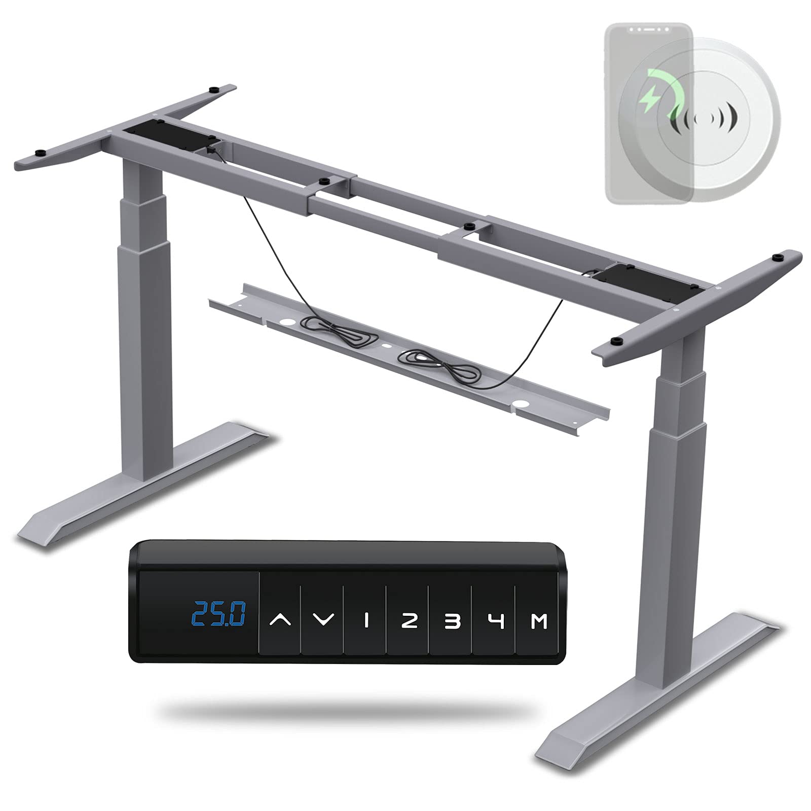 HAIAOJIA Electric Stand up Desk Frame, Dual Motor Load 270lbs Ergonomic Electric Standing Desk Frame 3-Stage Height Adjustable with Memory Controller - Frame Only
