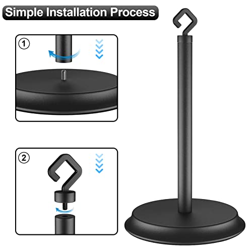 KASUNTO Toilet Paper Holder for Bathroom, Metal Free Standing Toilet Paper Storage with Rustproof, Tissue Paper Roll Stand for Bathroom Accessories (Black)