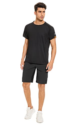 Gouxry Men's Hiking Shorts Casual Quick Dry Lightweight Cargo Work Tactical Golf Fishing Summer Short (Black, M)