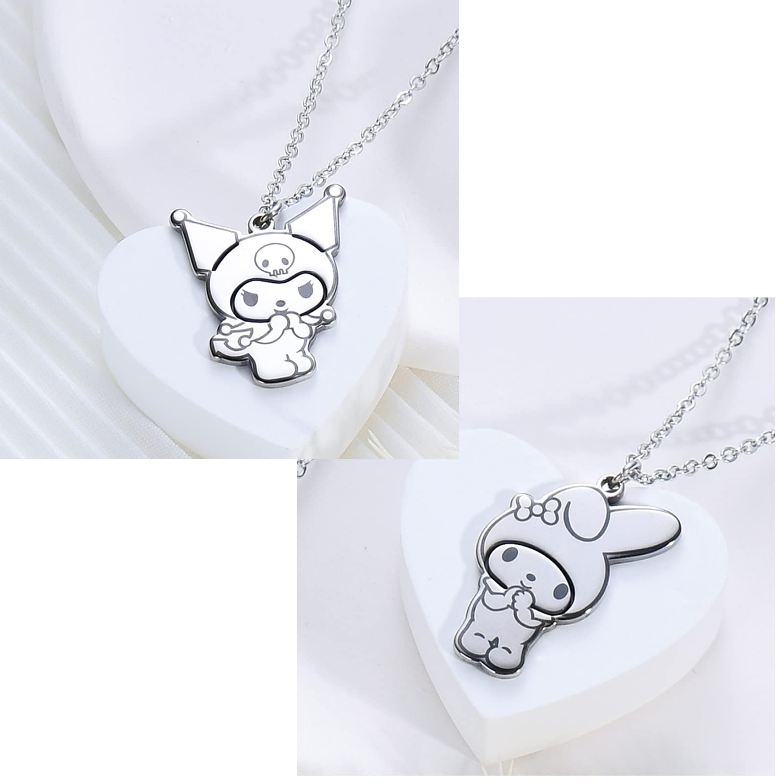 IDesign Kawaii BFF Couples Necklace Y2k Mutual Attraction Relationship Matching Friendship His Hers Best Friend Gift Stainless Steel