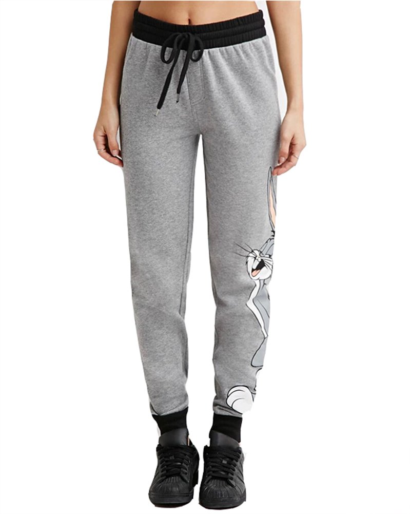 FV RELAY Women's Cartoon Bunny Cat Print Casual Joggers Pants (S,Bunny)