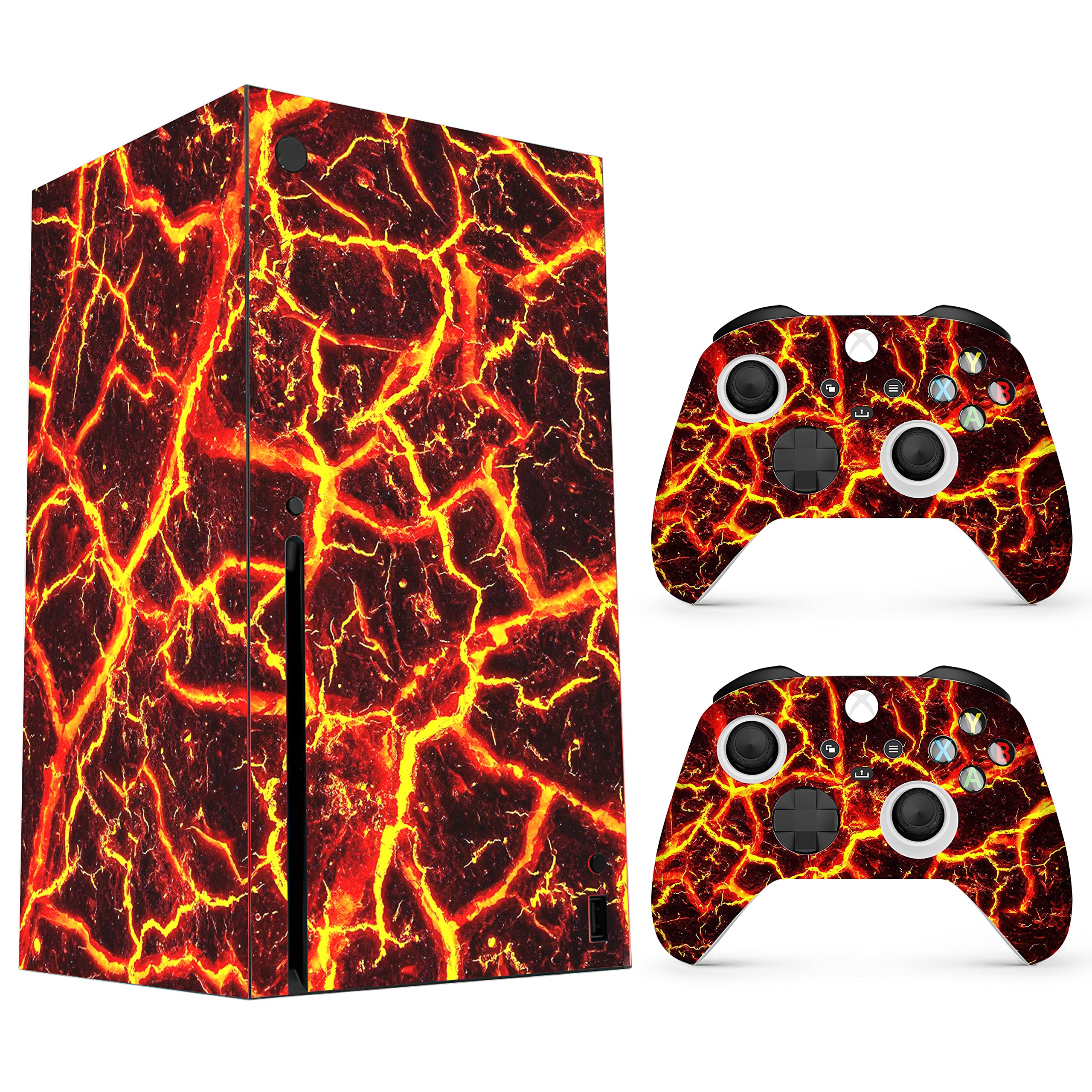 HK Studio Lava Art Decal Sticker Skin to Cover X-Box Series X with No Bubble, Waterproof, Full Protection - Including 2 Controller Skins and Console Skin