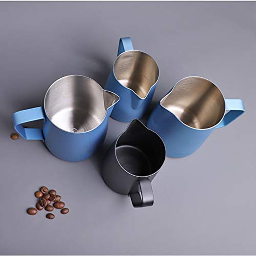 Gravy Boat 304 Stainless Steel Pointed Mouth Milk Foam cup Coffee can Personalized Butter can Pitcher Coffee Utensils Suitable for Latte Cappuccino Cocoa Sauce Jug (Color : 2 blue)