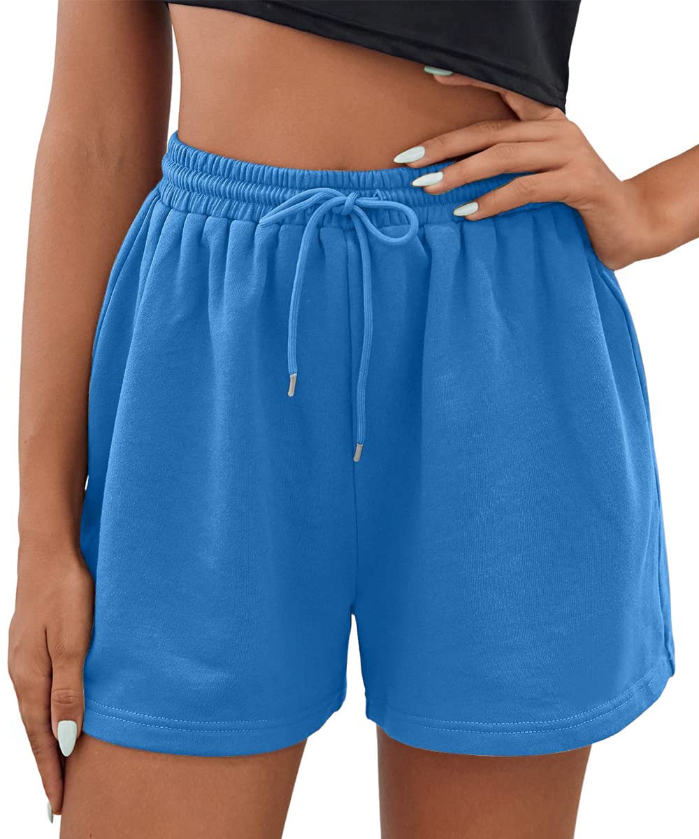 Heyakso Womens Sweat Shorts with Drawstrawing Casual Elastic High Waist Athletic Shorts A-white