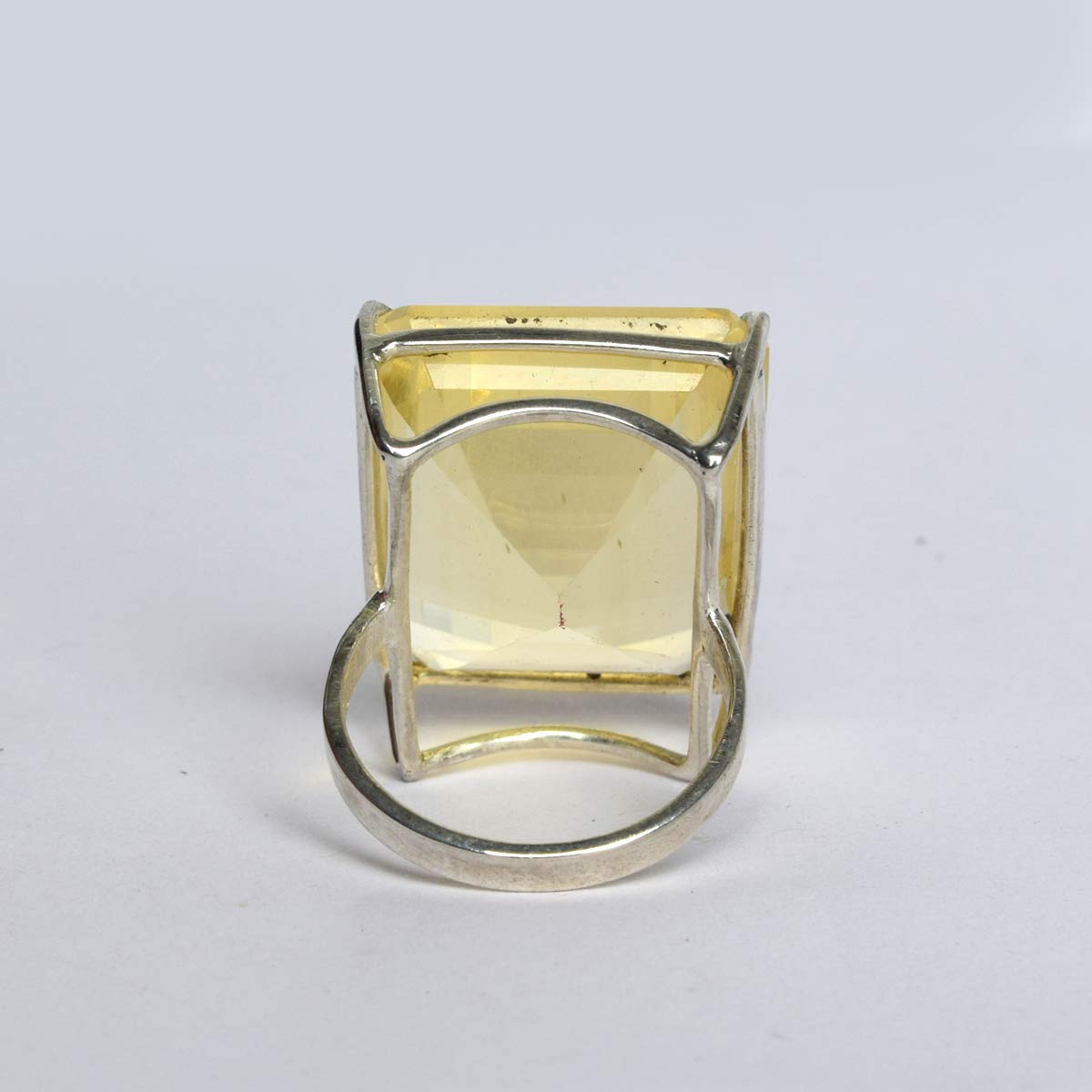 GEMHUB 925 Sterling Silver Yelllow Citrine Silver Ring, Emerald Cut Man Ring, Women Ring, Citrine Women Ring