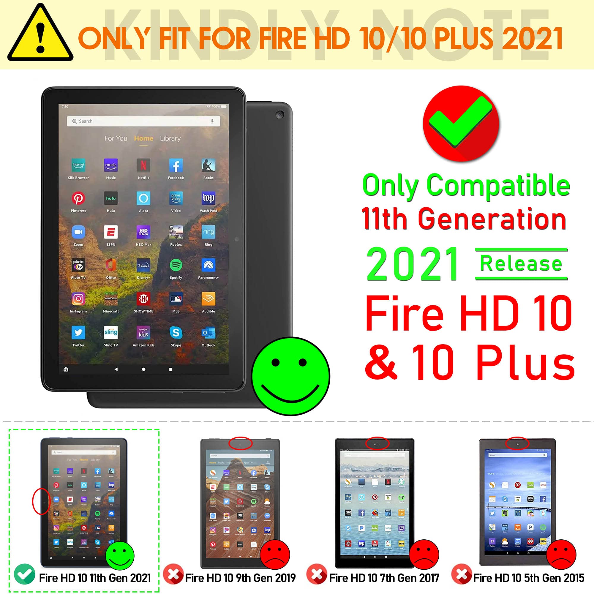 Kid Case for Fire HD 10 or HD 10 Plus 11th Gen 2021, Light-Weight EVA Soft Foam Durable Rugged Shockproof Kid-Proof Multi-Purpose Handle Kickstand Cover for Children - Blue