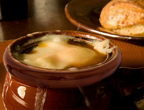 HIC Kitchen French Onion Soup Crock Set with Lids, Set of 4, Brown