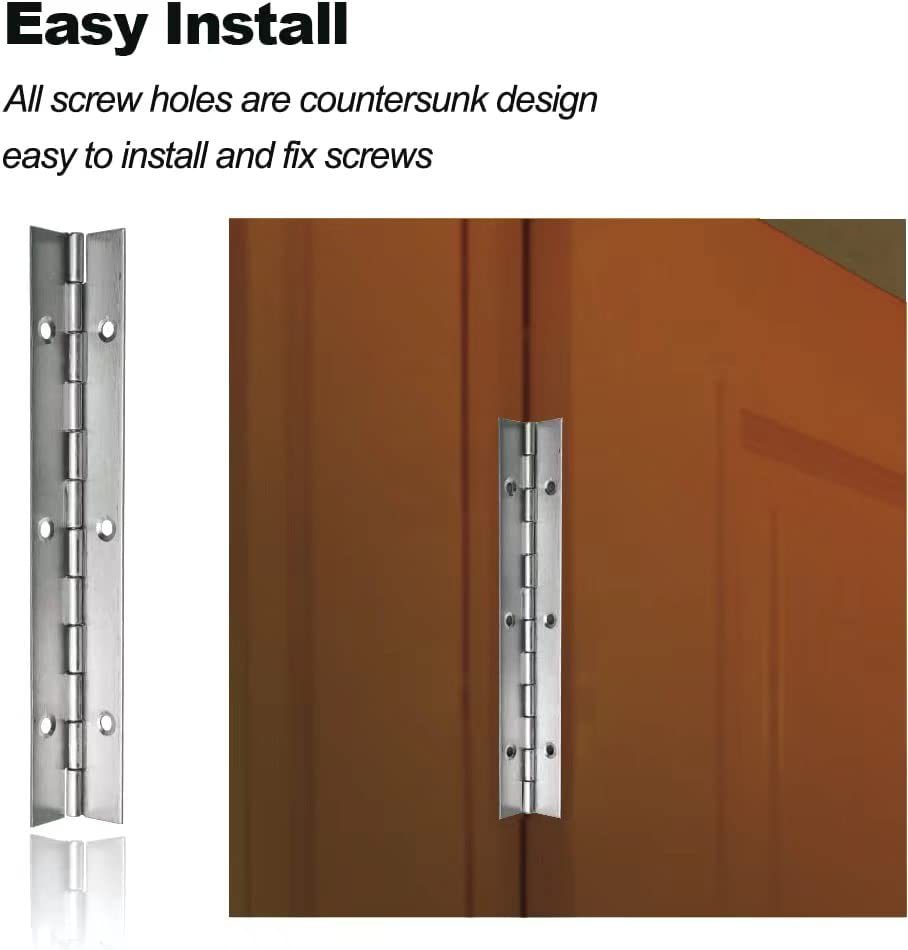 HyPROM Piano Hinge Heavy Duty Continuous & Piano Hinges,6PCS 6Inch Stainless Steel Piano Hinges Folding Door Butt Hinge,0.04" Thickness 1.2”Open Width for Boats Cabinets Storage Box with Screws