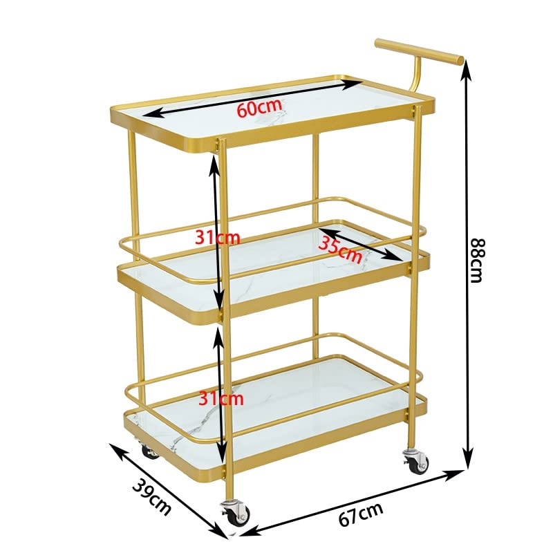 LIUZH Dining Car Trolley Hotel Business Restaurant Mobile Cake Delivery Car Iron Multi-Functional Hand Push Home Bar Cart