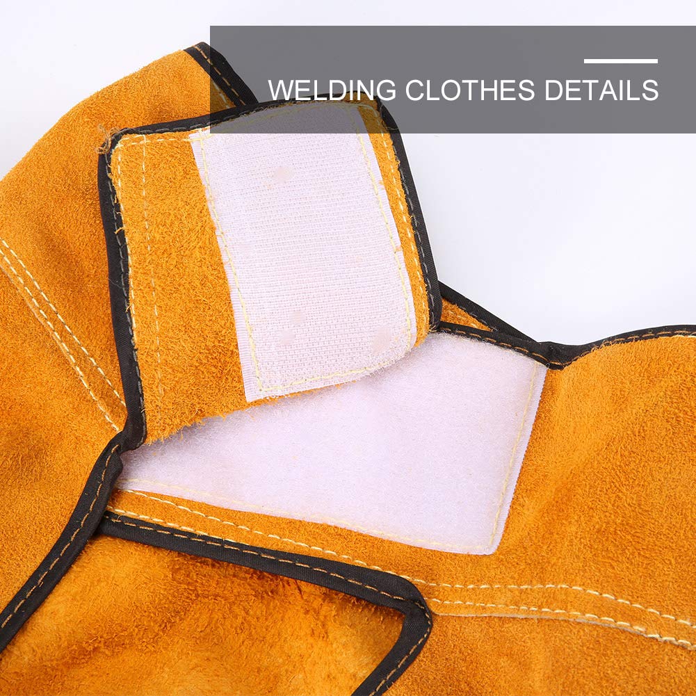 Gotega Welding Jacket Leather Apron Heavy-Duty Work Anti-scald Flame Resistant Coat L