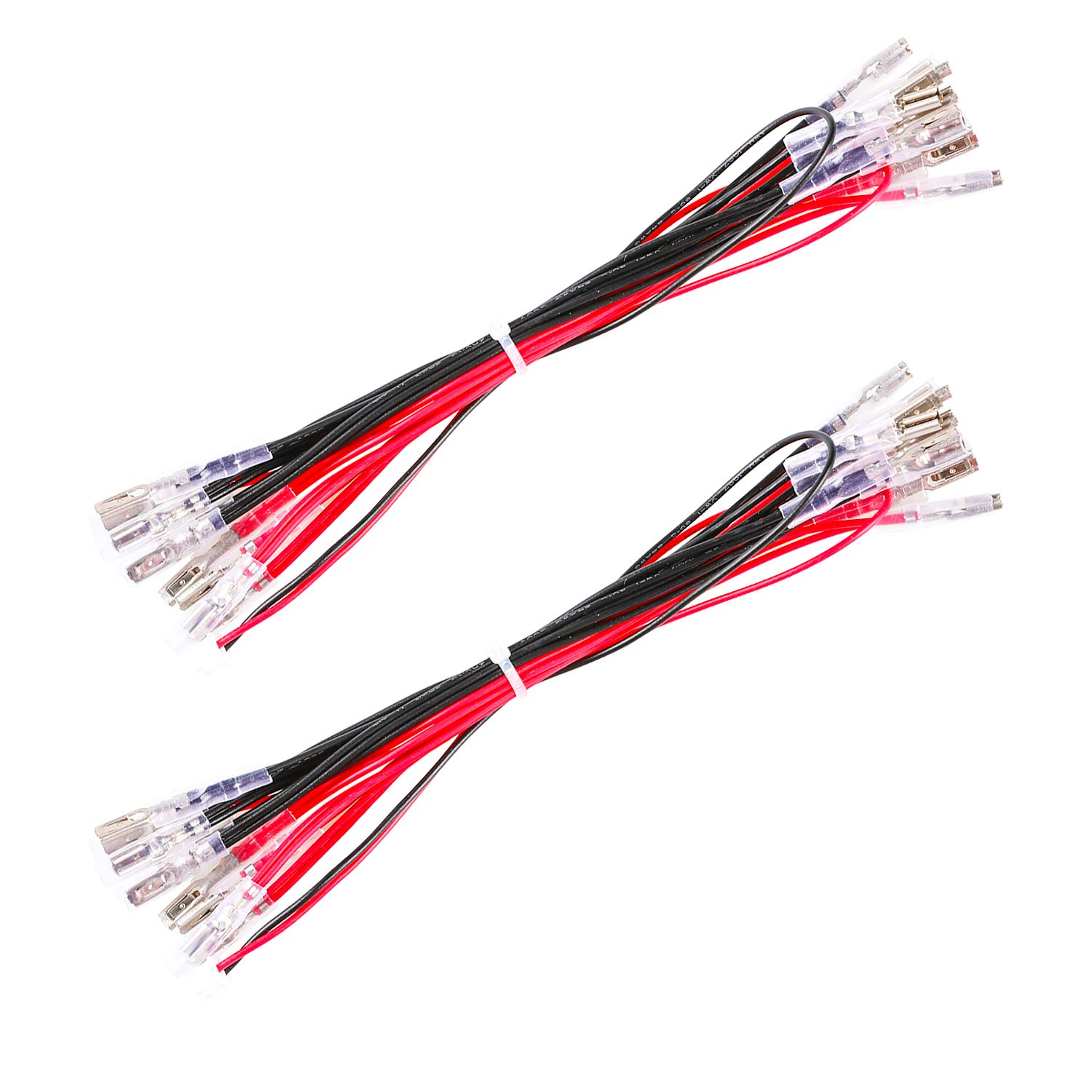 GUWARRY 2 Pcs LED Power Cable Daisy Chain JST XH2.54 2Pin Plug to 0.110 Inch /2.8mm Terminals Jumper Wire Harness Lighted Up 20 LED Arcade Buttons for Arcade USB Encoder, MAME, Arcade1Up, Raspberry Pi