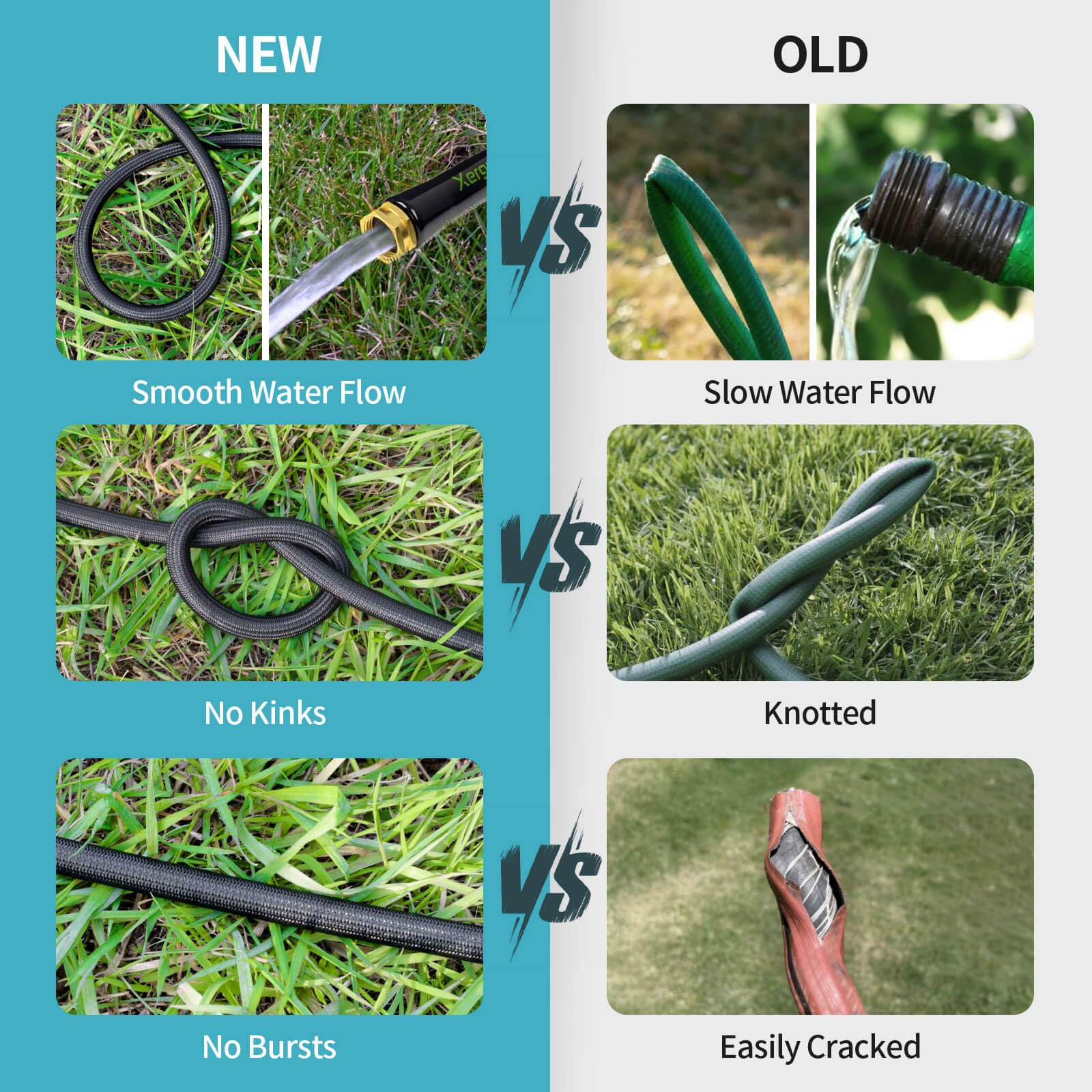 Lightweight Garden Hose, 2024 Flexible Garden Water Hose, Portable Patio Hose with Solid Brass Fittings and Double Latex Core for Pet Washing, 25FT