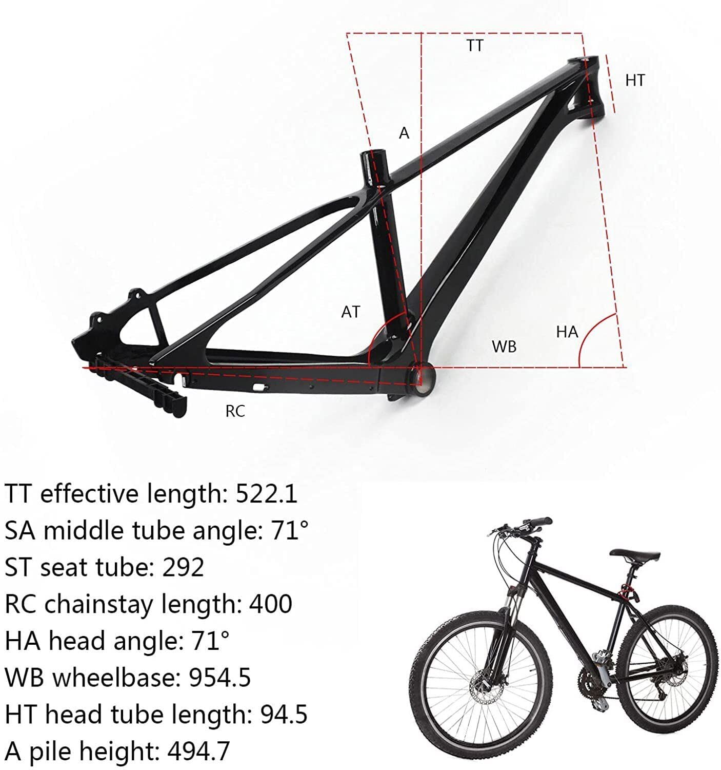 Kathring Black Bicycle Frames, Mh-c037 22 Inch Variable Speed Bicycle Frame Speeds Brake Disc for Mountain Bike