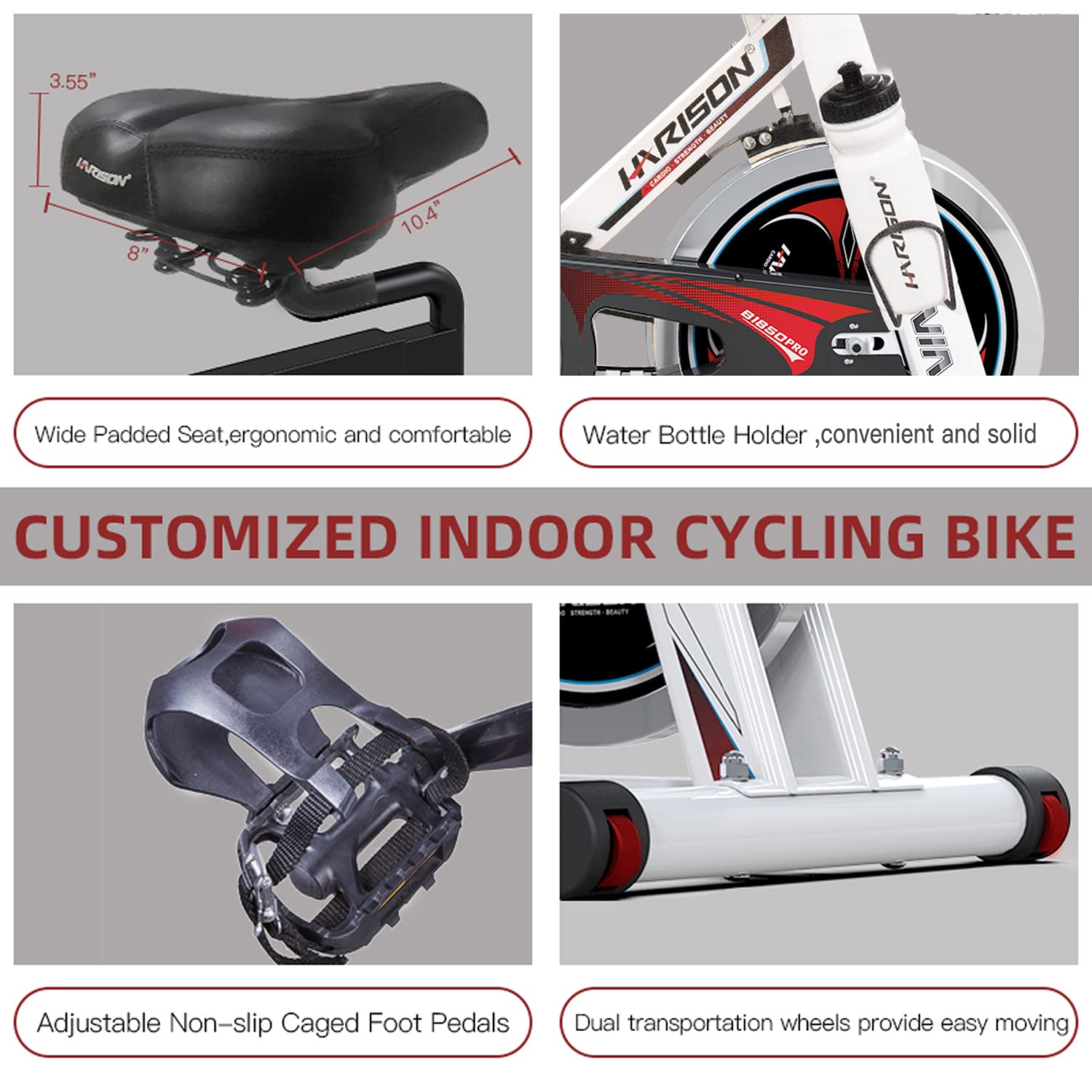 HARISON Exercise Bike Stationary Bikes for Home Use Indoor Cycling Bike with tablet Holder (B089CW6C8B)