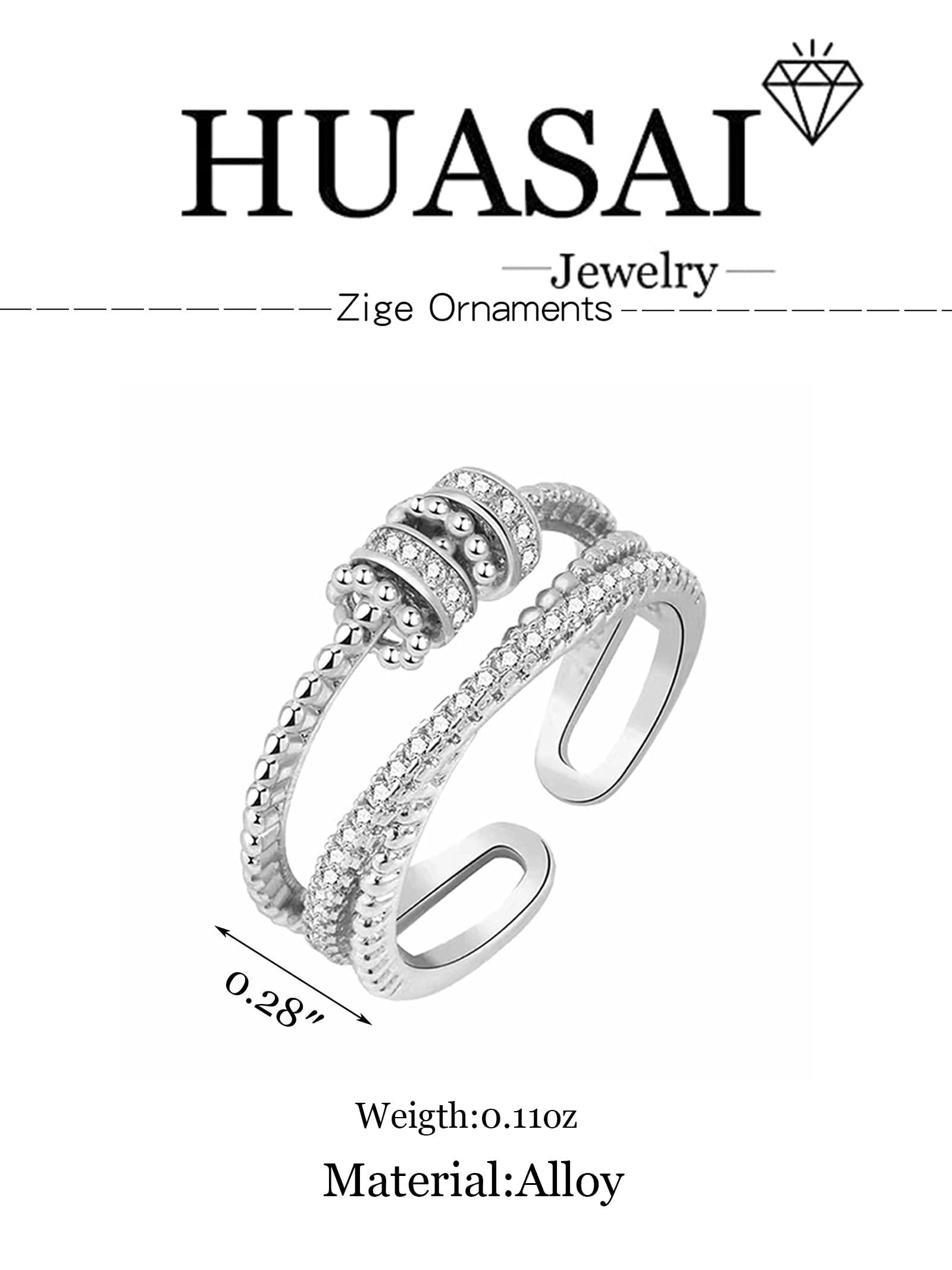 HUASAI Heart Ring for Women Rainbow Love Ring Linked Love Heart Ring Colorful Stacking Ring(Size 8)