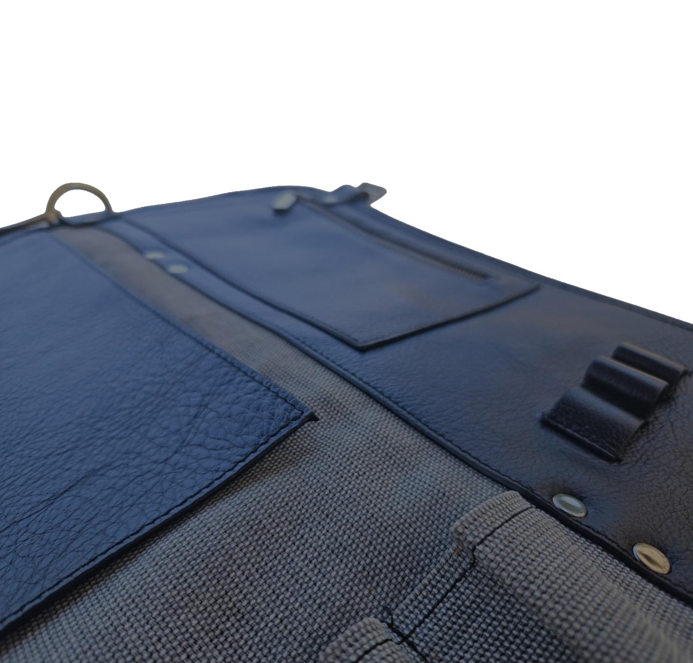 Modusso 100% Leather Handcrafted Professional Chef Knife Storage Roll Bag - 10 slots and zippered pocket (Regular, Black)