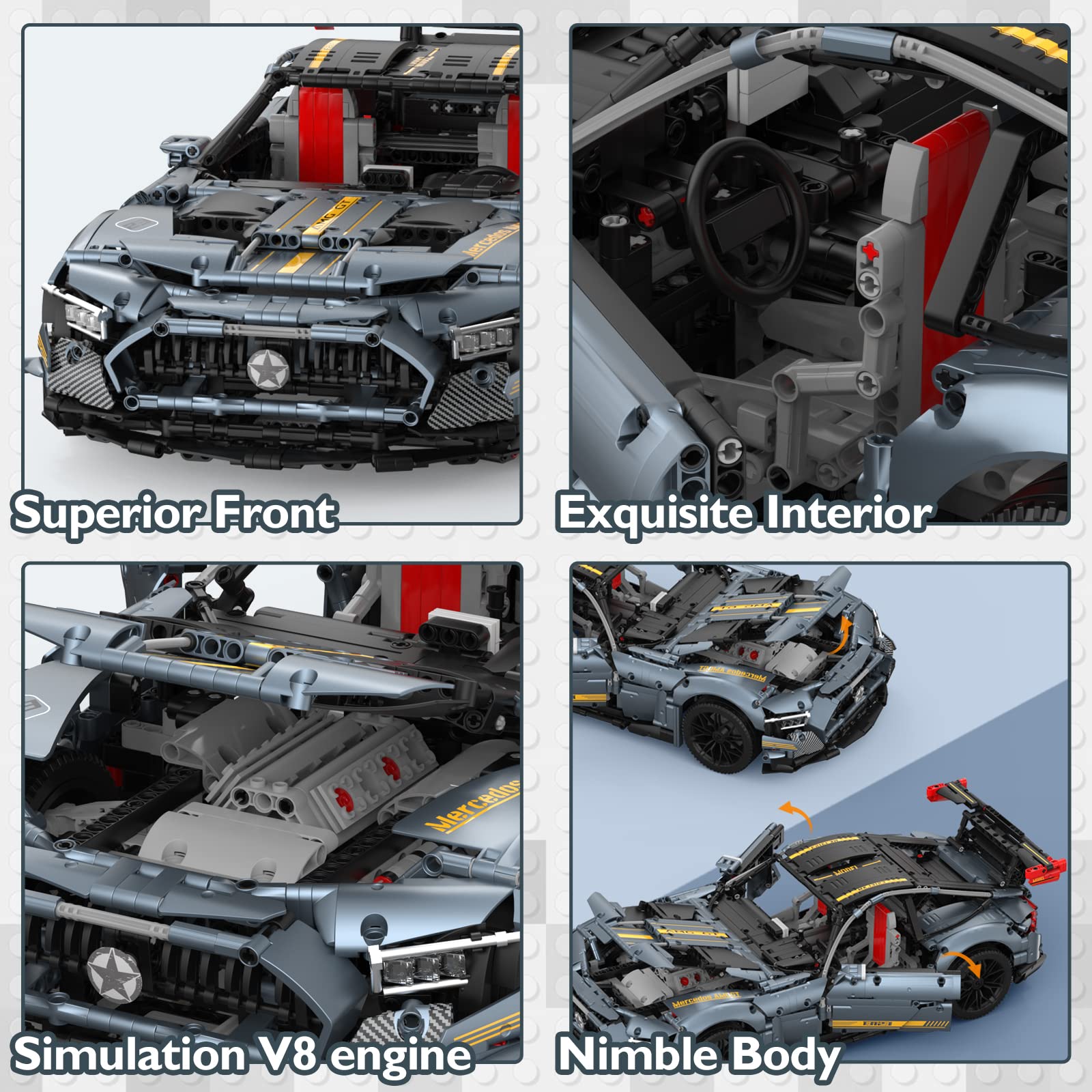 JMBricklayer MOC Super Car Building Blocks, 1:8 Model Car Kits Building Toys, Challenging Race Car Building Sets, Gifts for Boys Teens Adults and Vehicle Enthusiasts(2872 Pieces, Static Version)