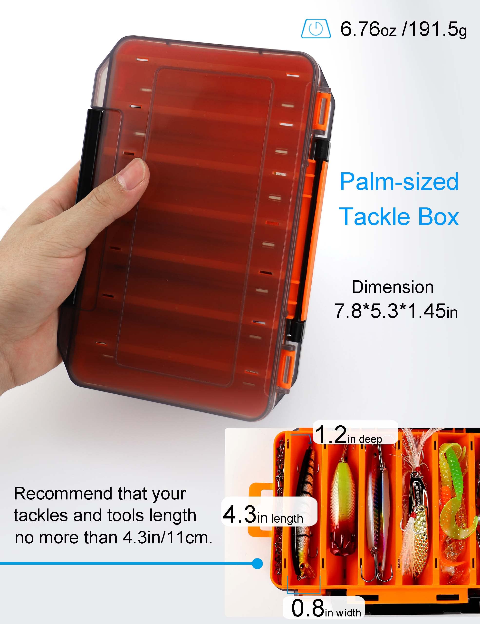 Hlotmeky Tackle Box Fishing Lure Box Organizer Double Sided Fishing Bait Storage Box Compartment Organizer Box Container
