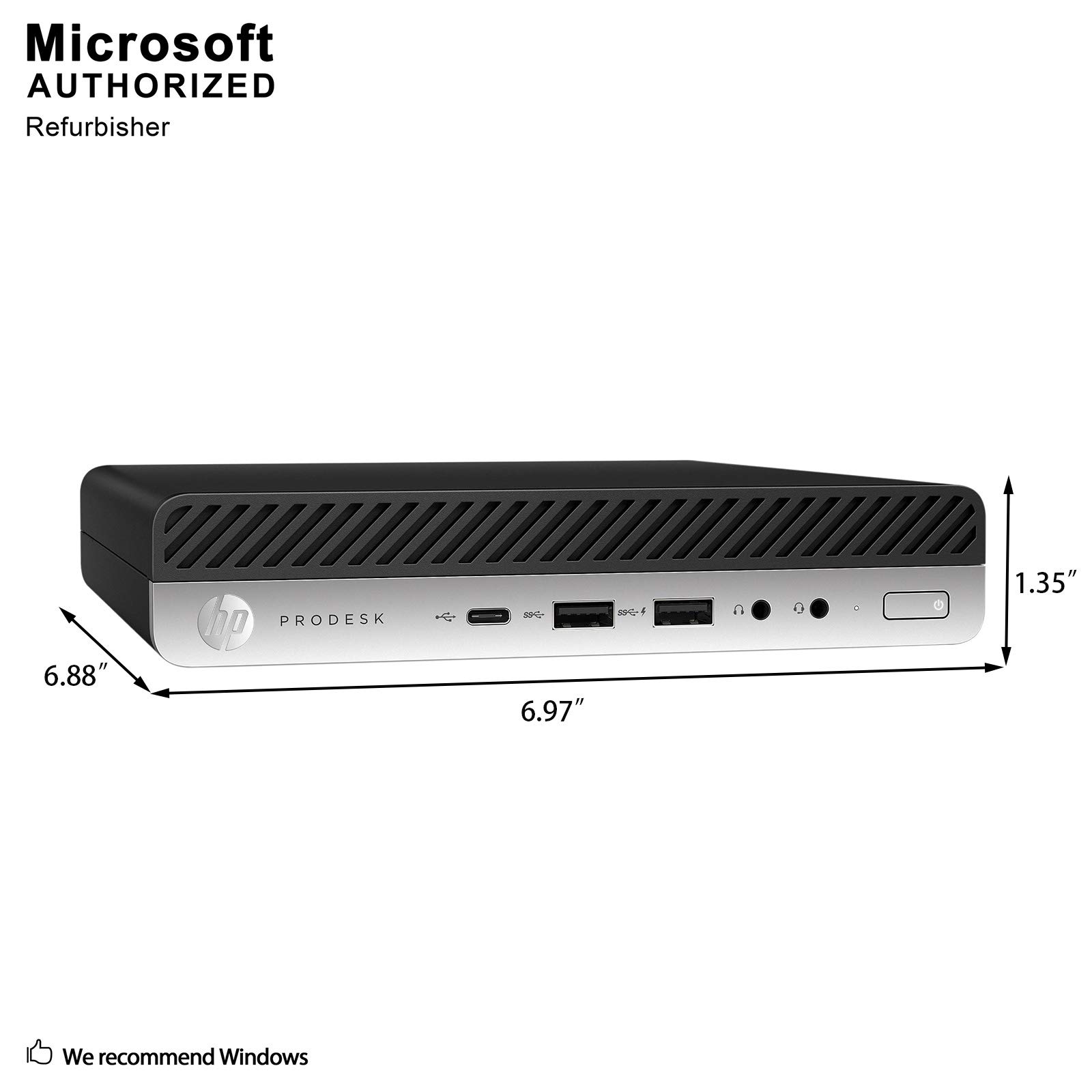 HP ProDesk 600 G3 Desktop Mini, Intel Quad Core i5-7500T 2.7GHz, 8GB DDR4, 1TB, WiFi, BT, DP, Windows 10 Pro 64 Bit - Multi-Language Support English/Spanish/French