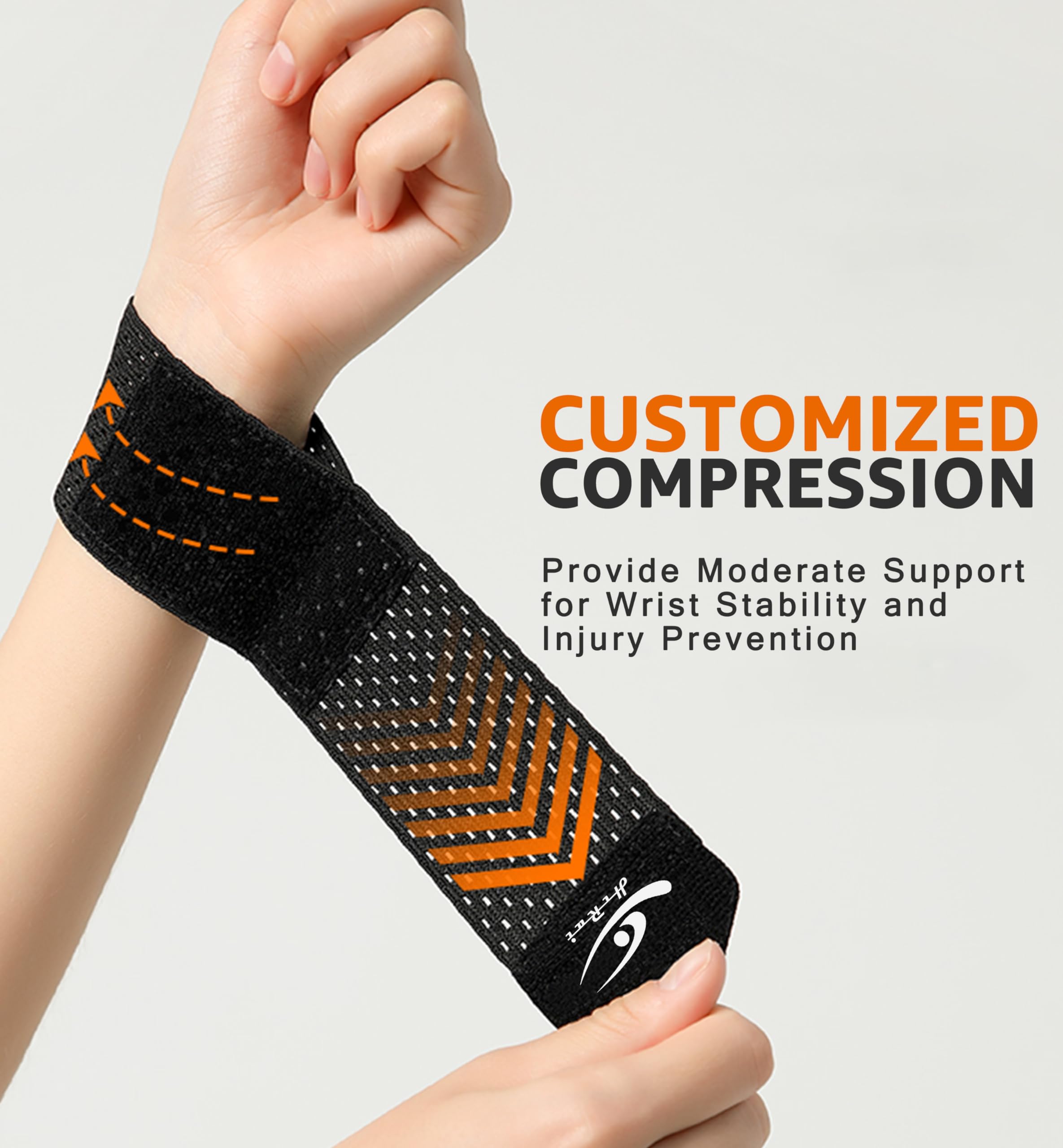 HiRui Wrist Compression Wraps, Wrist Brace Wrist Support for Sports, Mouse Hand, Mother's Hand, Carpal Tunnel Arthritis, Tendonitis - Premium Elastic & Breathable Mesh Fabric (Black, Medium)