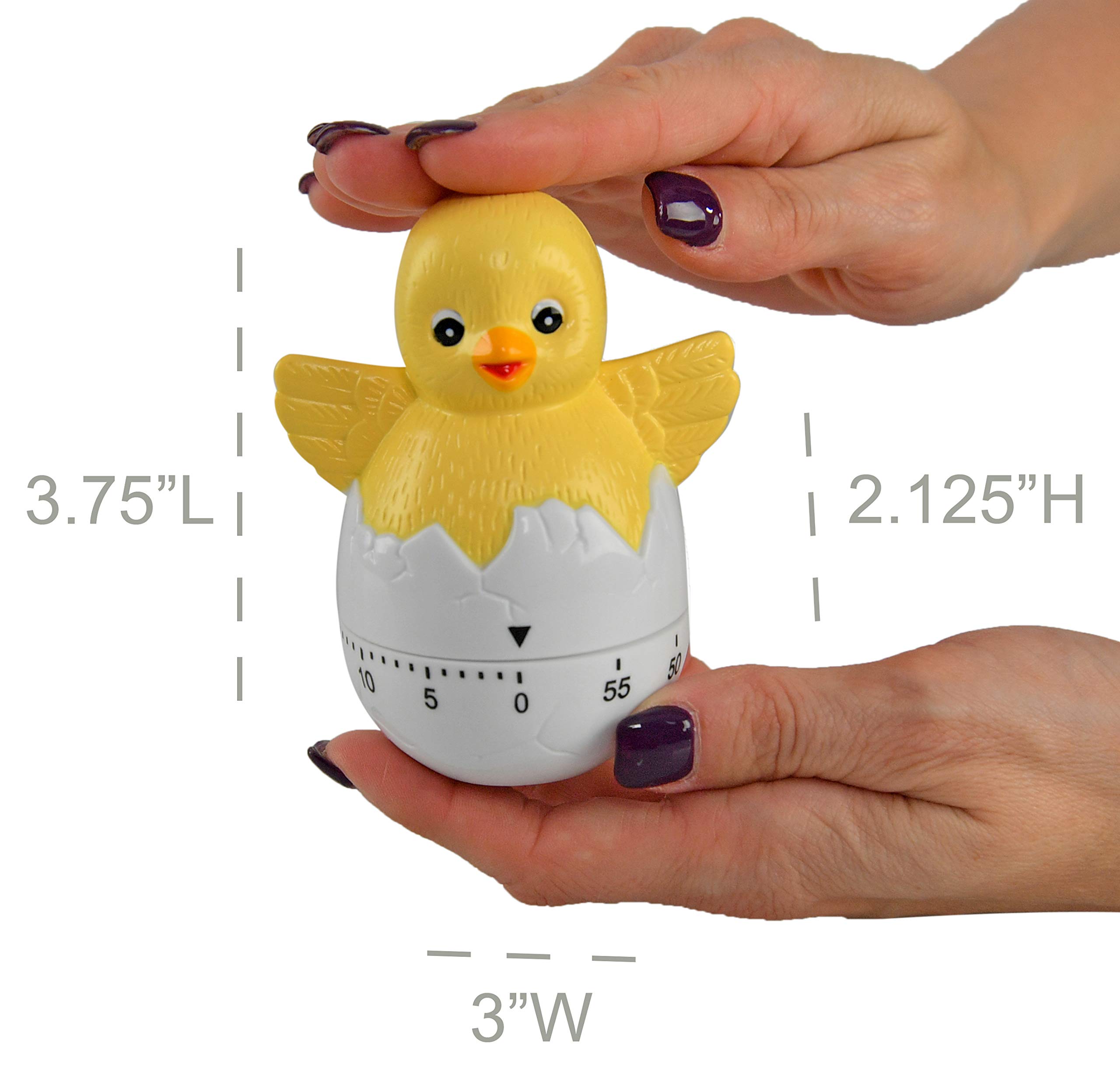 HOME-X Chick Timer, Cute Kitchen Home Decor, Useful Kitchen Gadgets, Animal Timers Mechanical Kitchen Cooking Timer Clock Loud Alarm Counters-Student Timer- 55 Minutes-3 3/4" L x 3"D